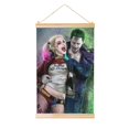 Harley Quinn Joker Film Wooden Shaft Hanging Poster Canvas Wall Hanging ...