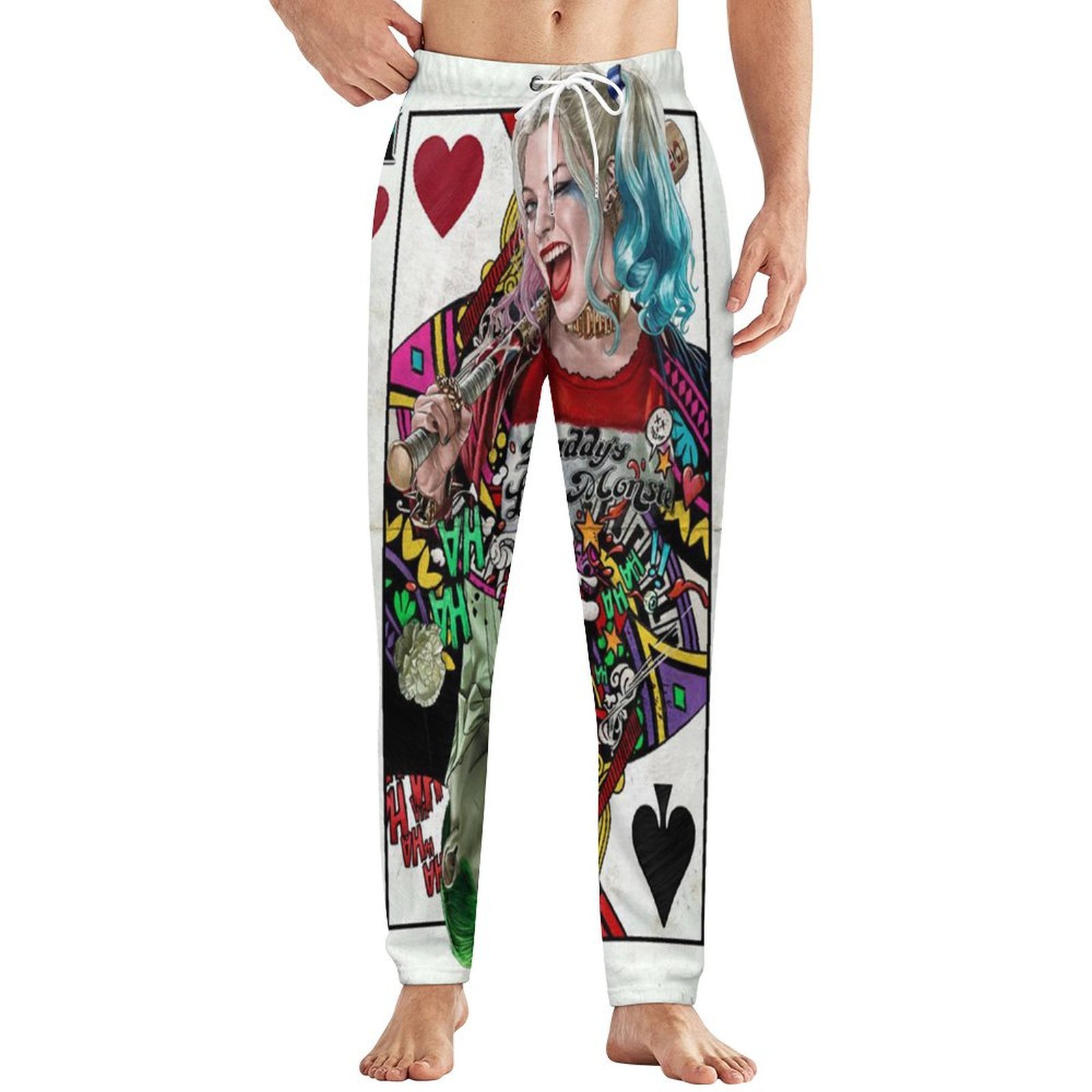 Harley Quinn Joker Flannel Men's Pajama Pants Bottoms Home Loose Plush ...