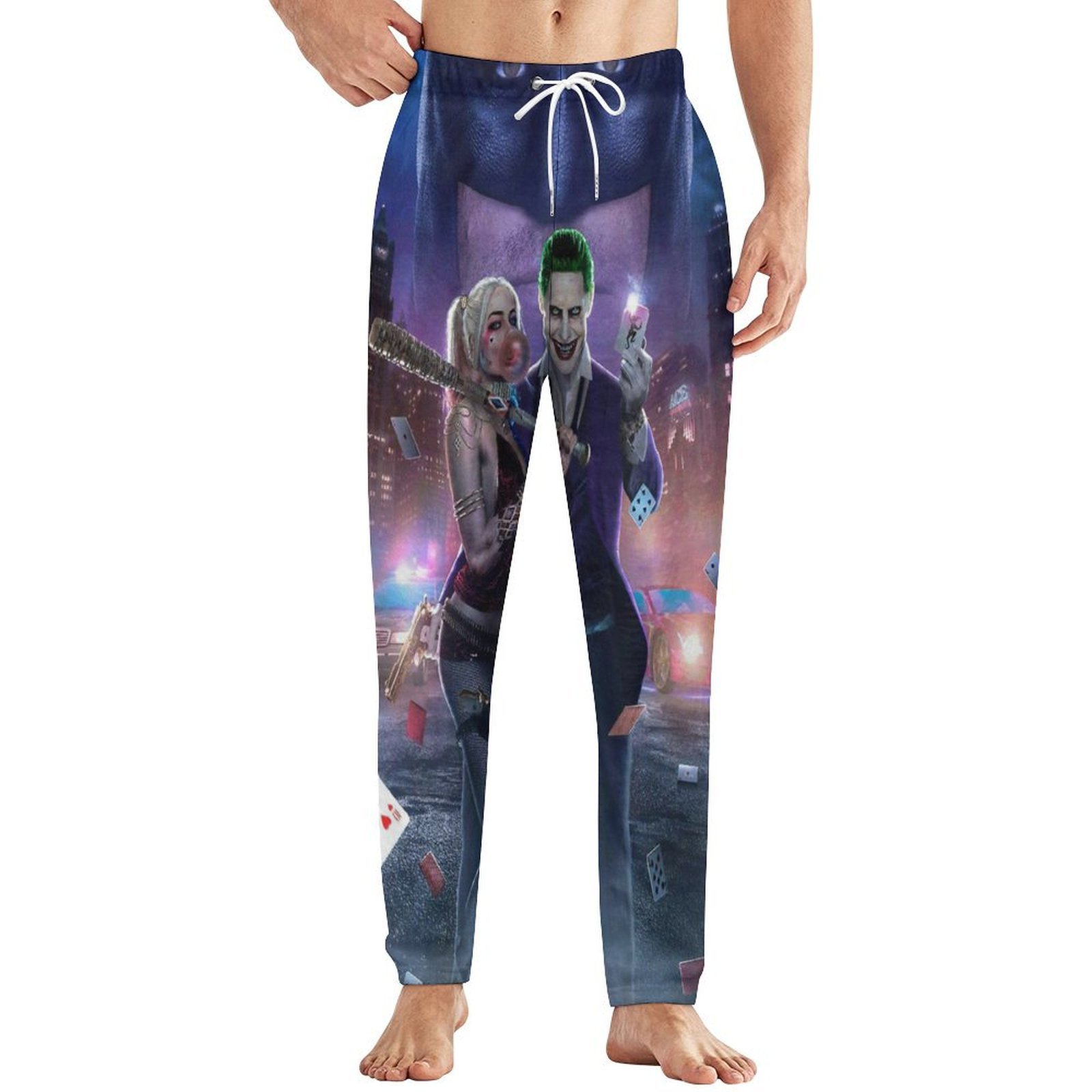 Harley Quinn Joker Poster Flannel Men's Pajama Pants Bottoms Home Loose ...