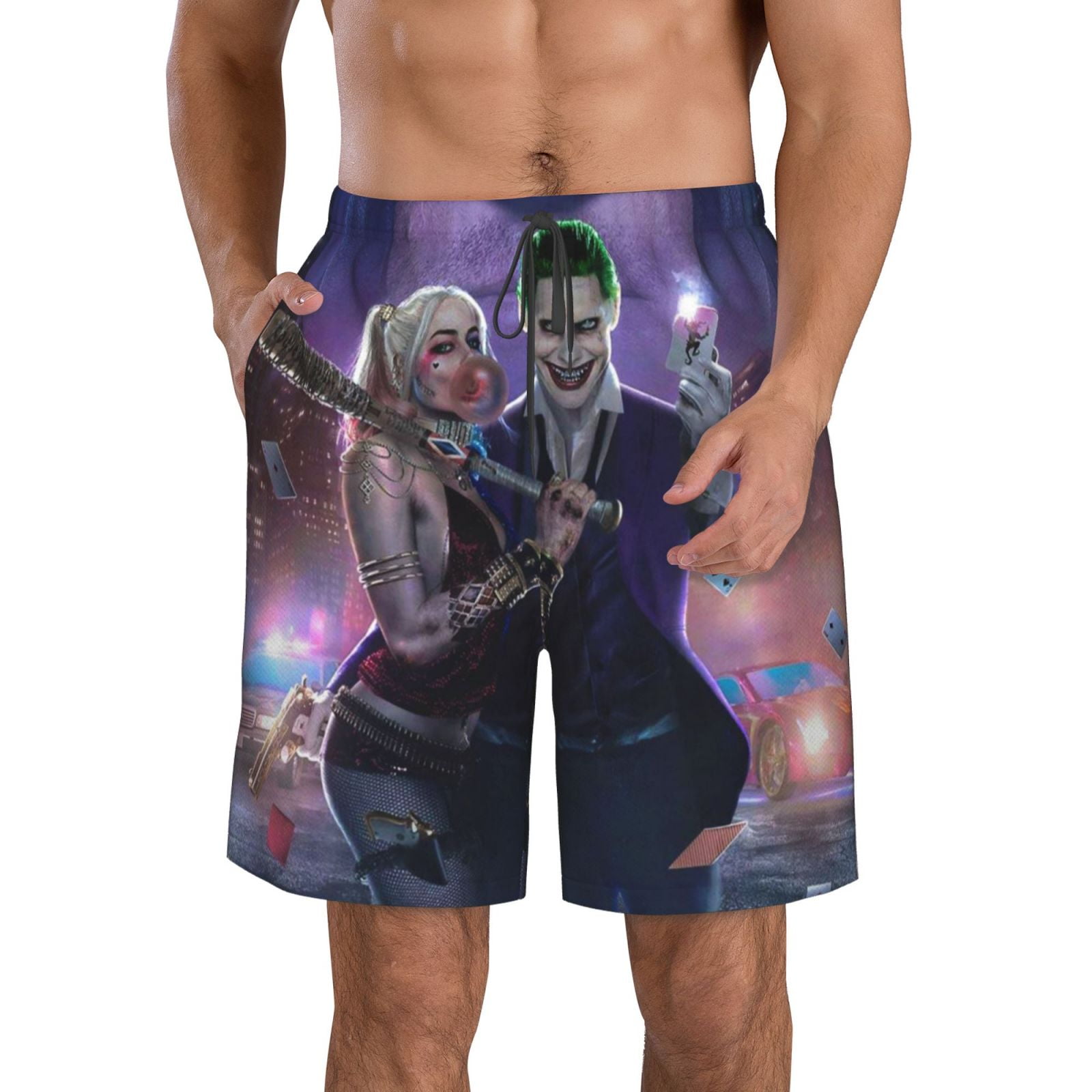 Harley Quinn Joker Poster Men's Beach Shorts Swim Trunks Casual Quick ...