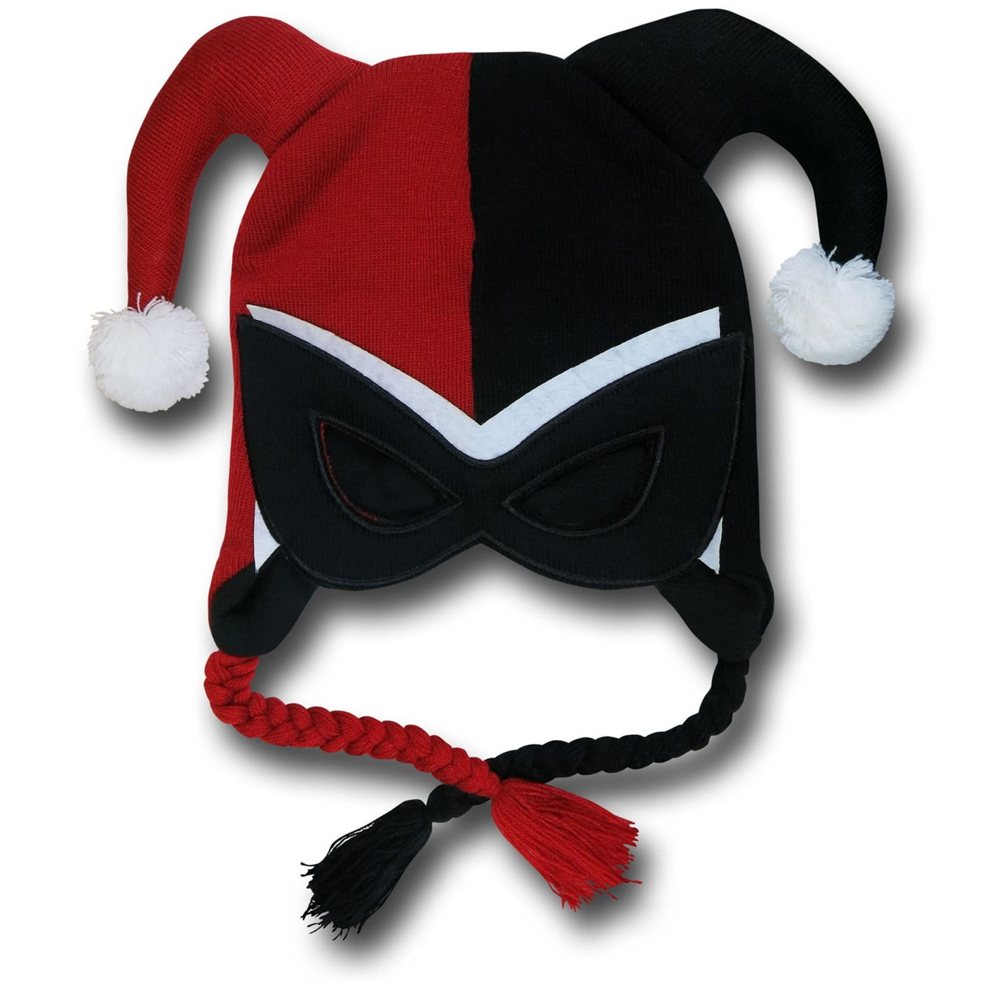 Harley Quinn Mask Beanie, Peruvian Style, Tassels, Eye Holes, Double ...