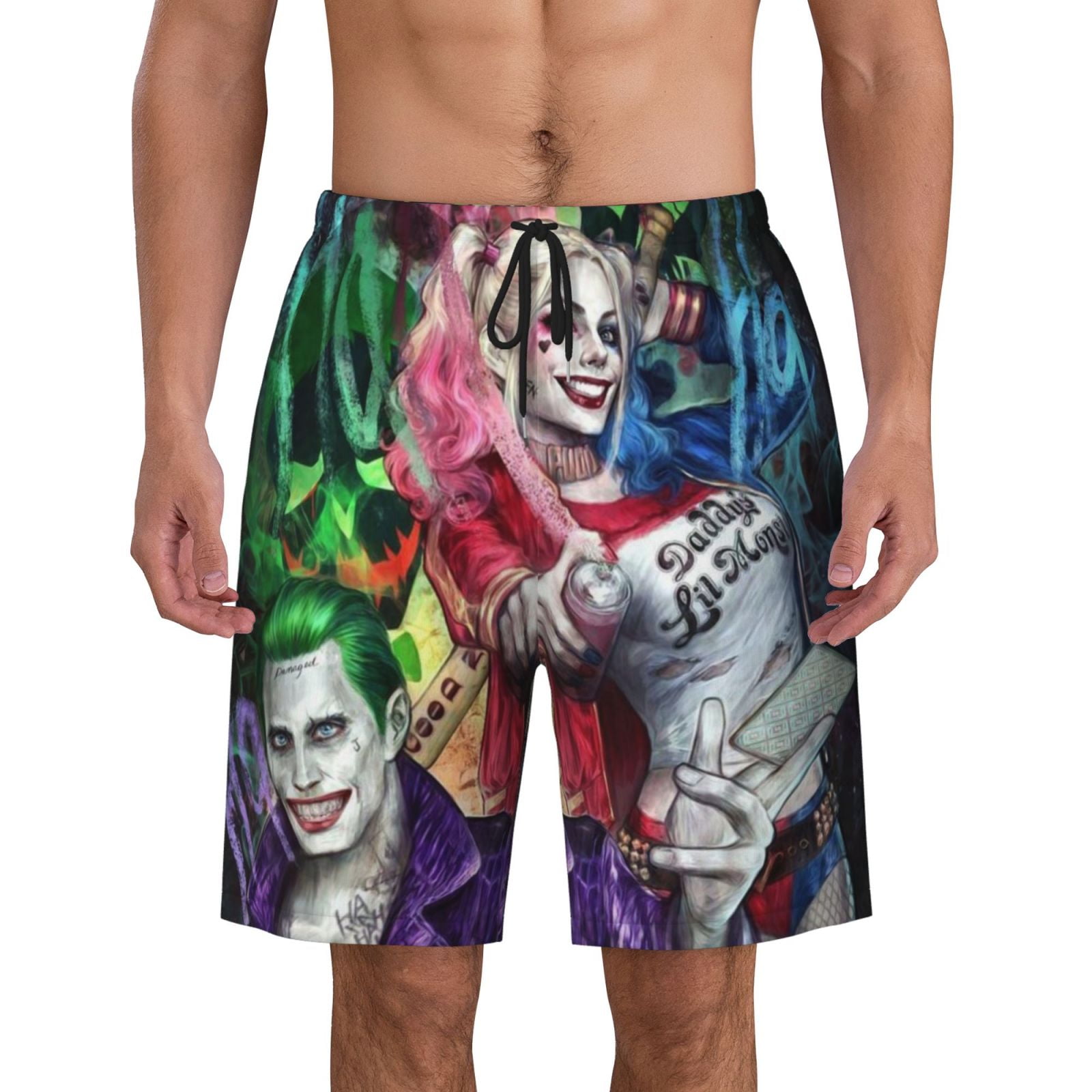 Harley Quinn Mens Swim Trunks Quick Dry Board Shorts With Mesh Lining Beach Shorts Swimwear