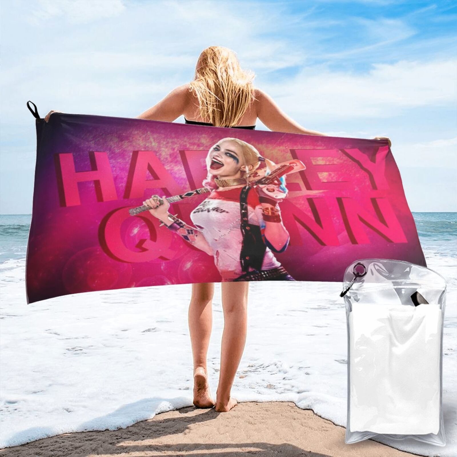 Harley Quinn Microfiber Beach Towel Oversized Lightweight Quick Dry ...