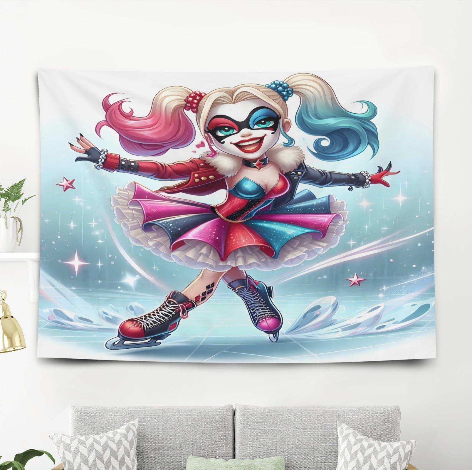 Harley Quinn Pattern Wall Hanging 50*60 Inches High-Quality Peach Skin ...