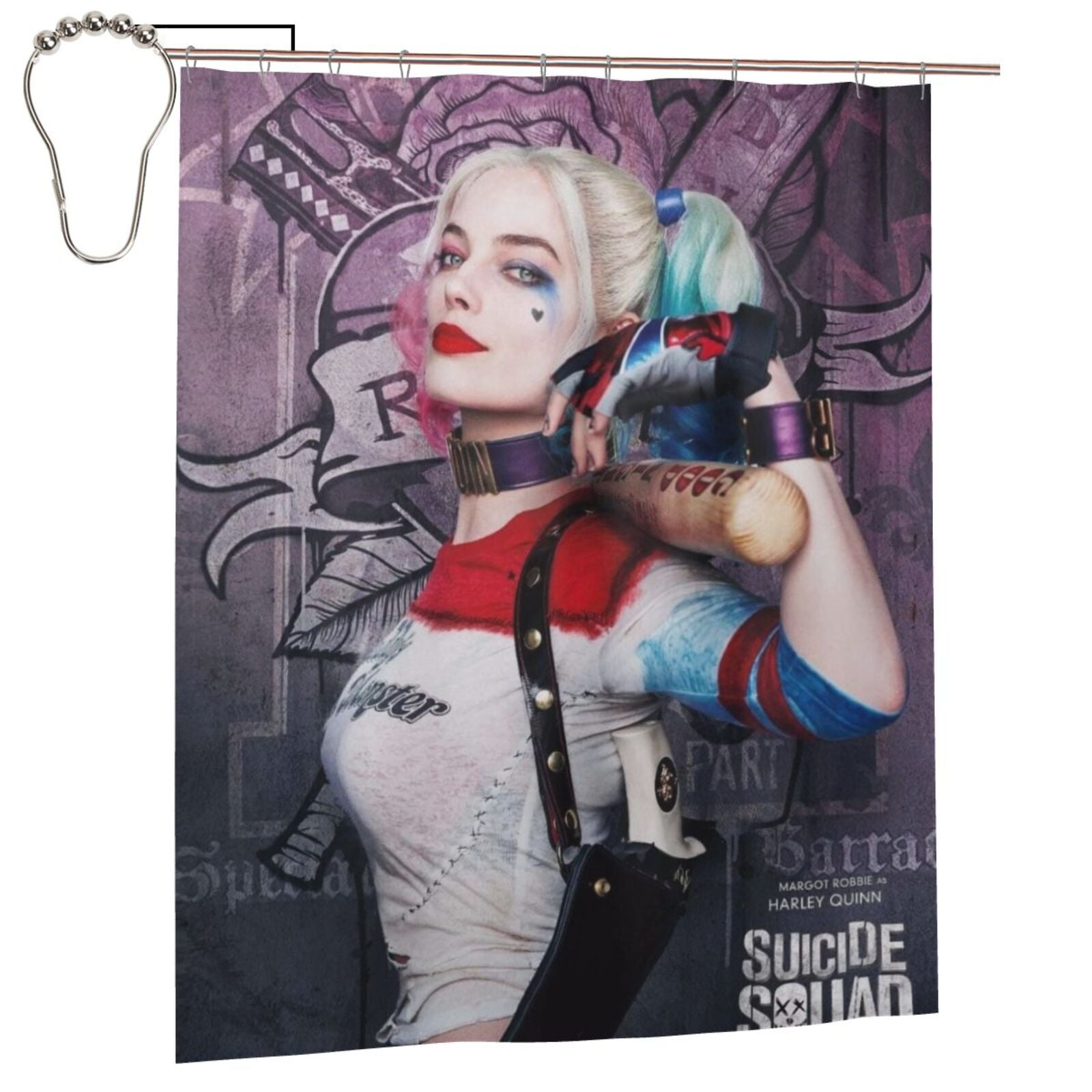 Harley Quinn Poster Shower Curtain Bathroom Decor Polyester Waterproof