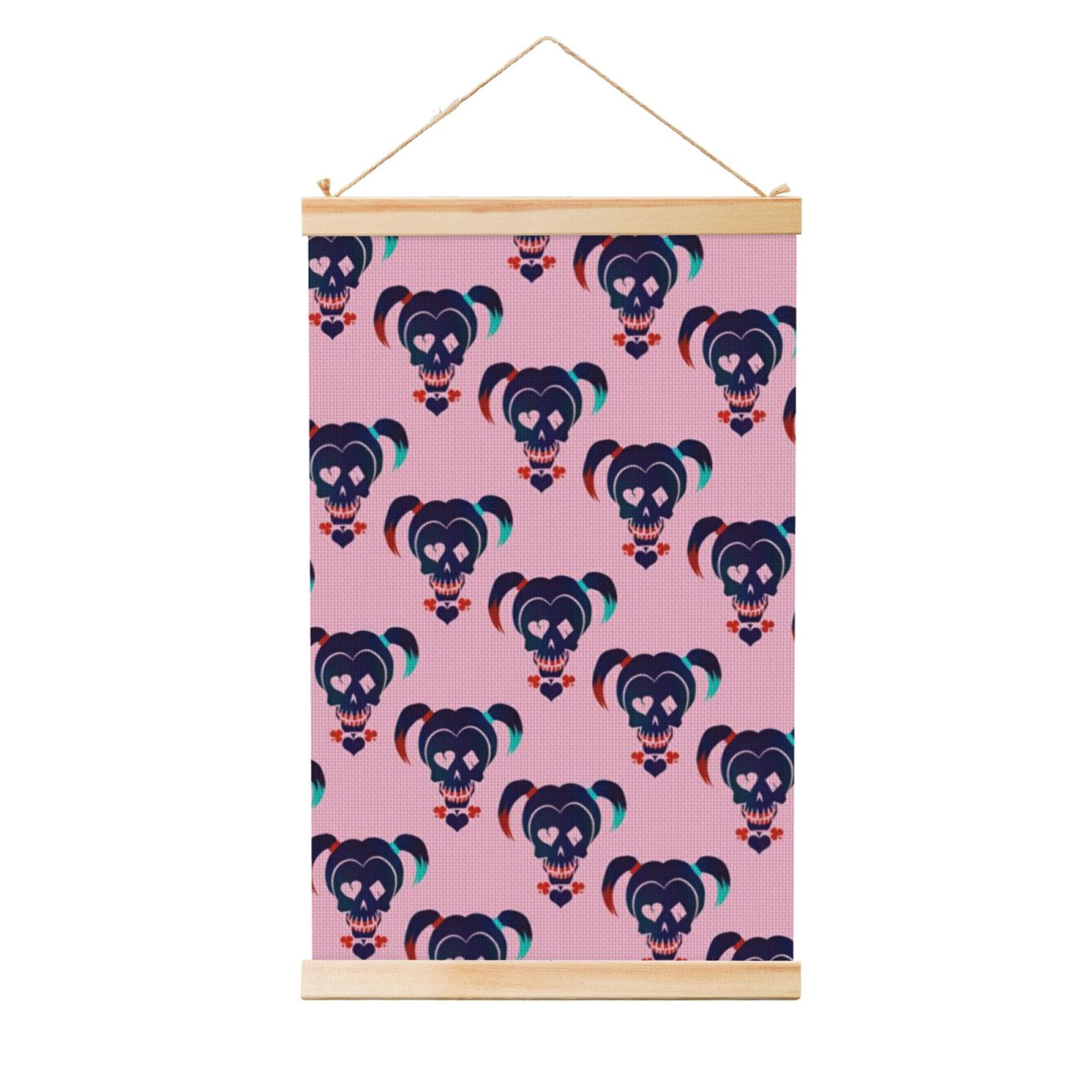 Harley Quinn Symbol Wooden Shaft Hanging Poster Canvas Wall Hanging ...