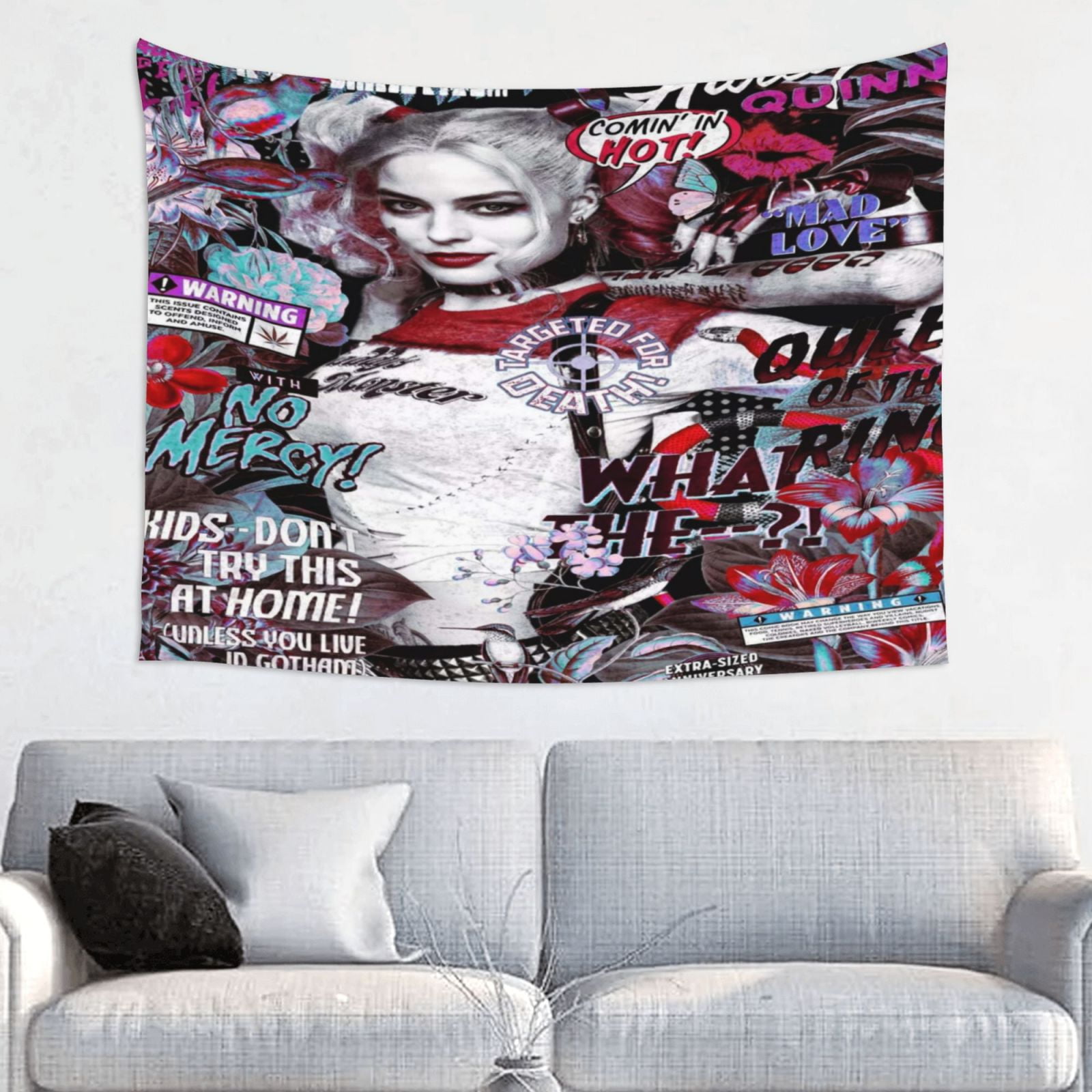 Harley Qu-in Tapestry Anime Poster Large Background Wall Art Bedroom ...