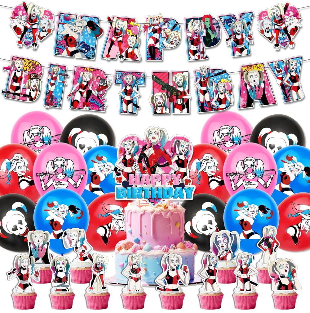 Harley Quinn Theme Joker style Birthday Decoration Kits，Party Supplies ...