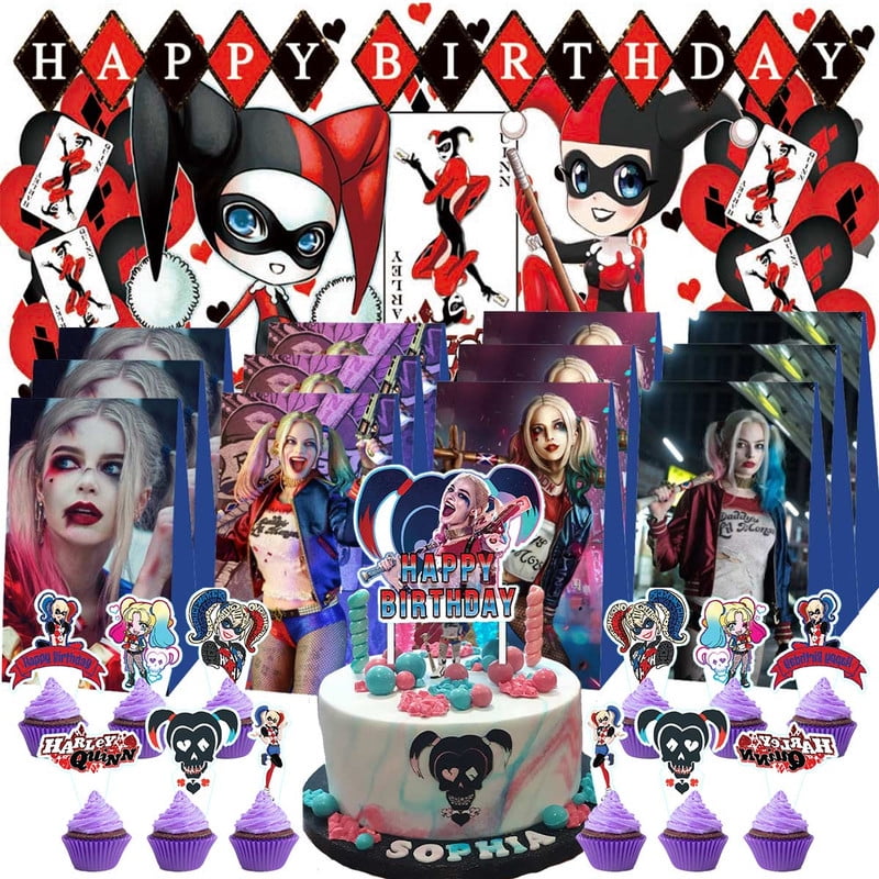 Harley Quinn Treat Bags Candy Decorations Party Favor Supplies Birthday ...