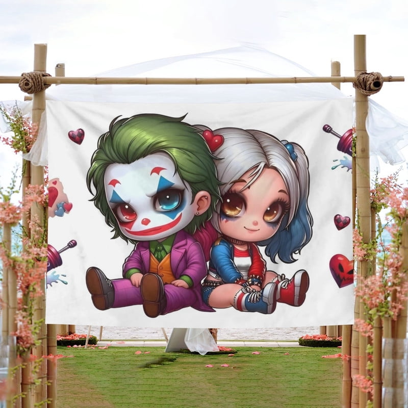 Harley Quinn pattern wall hanging 50*60 inches high-quality peach skin ...
