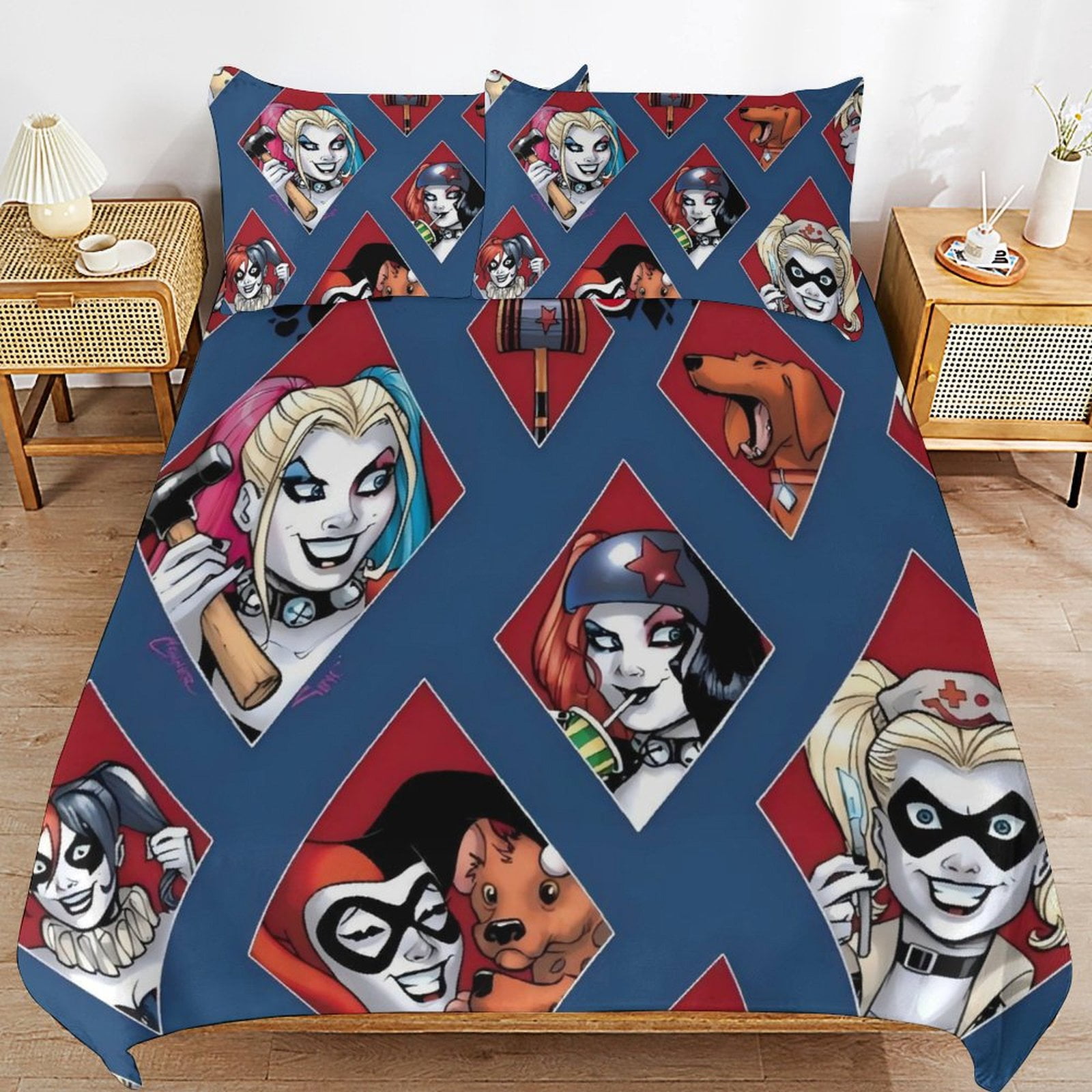 Harley QuinnCartoon Anime 3 Piece Bed Soft Quilt Set 1 Duvet Cover And ...