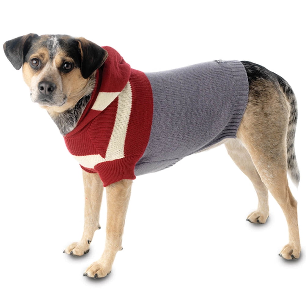 Harley's Red & Grey Stripe Hooded Dog Sweater - Large - Walmart.com