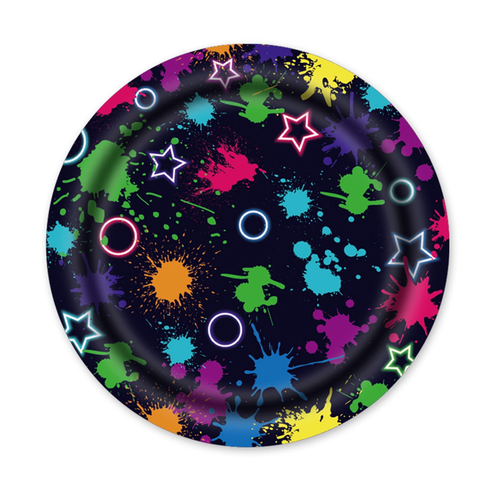 Harlier 16 Pcs Neon Plates Party Supplies, 7 inch Glow Birthday Party ...