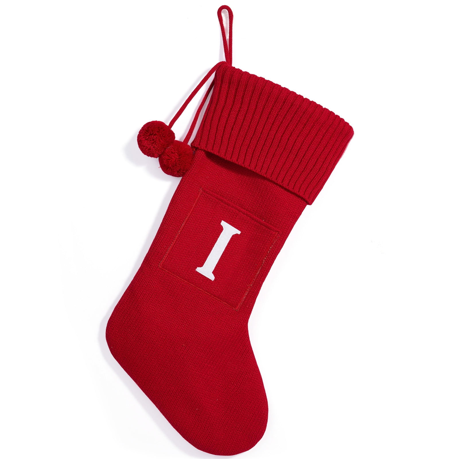 Harlier 17" Initial Monogram Christmas Stocking, Personalized Knitted ...