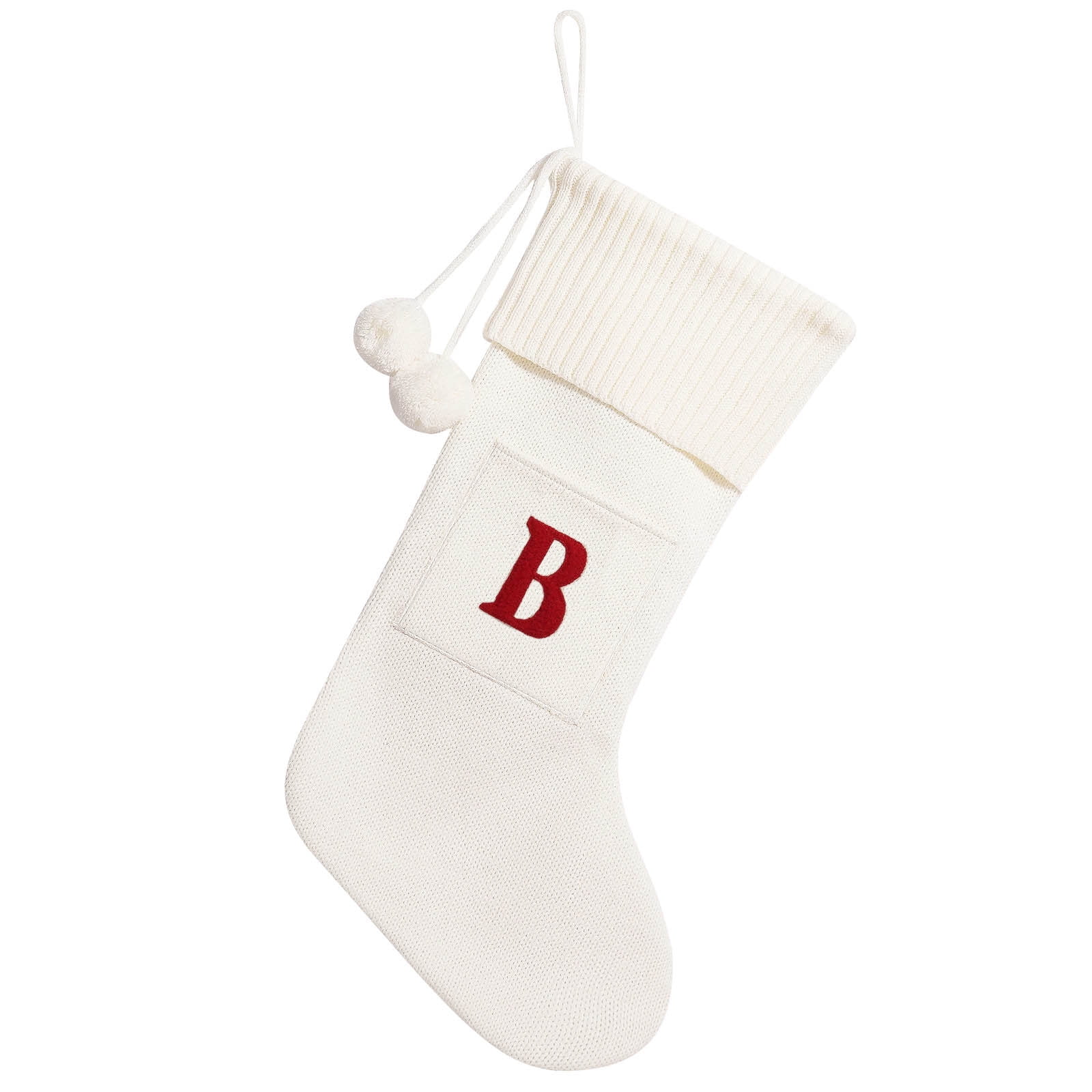Harlier 17" Initial Monogram Christmas Stocking, Personalized Knitted ...