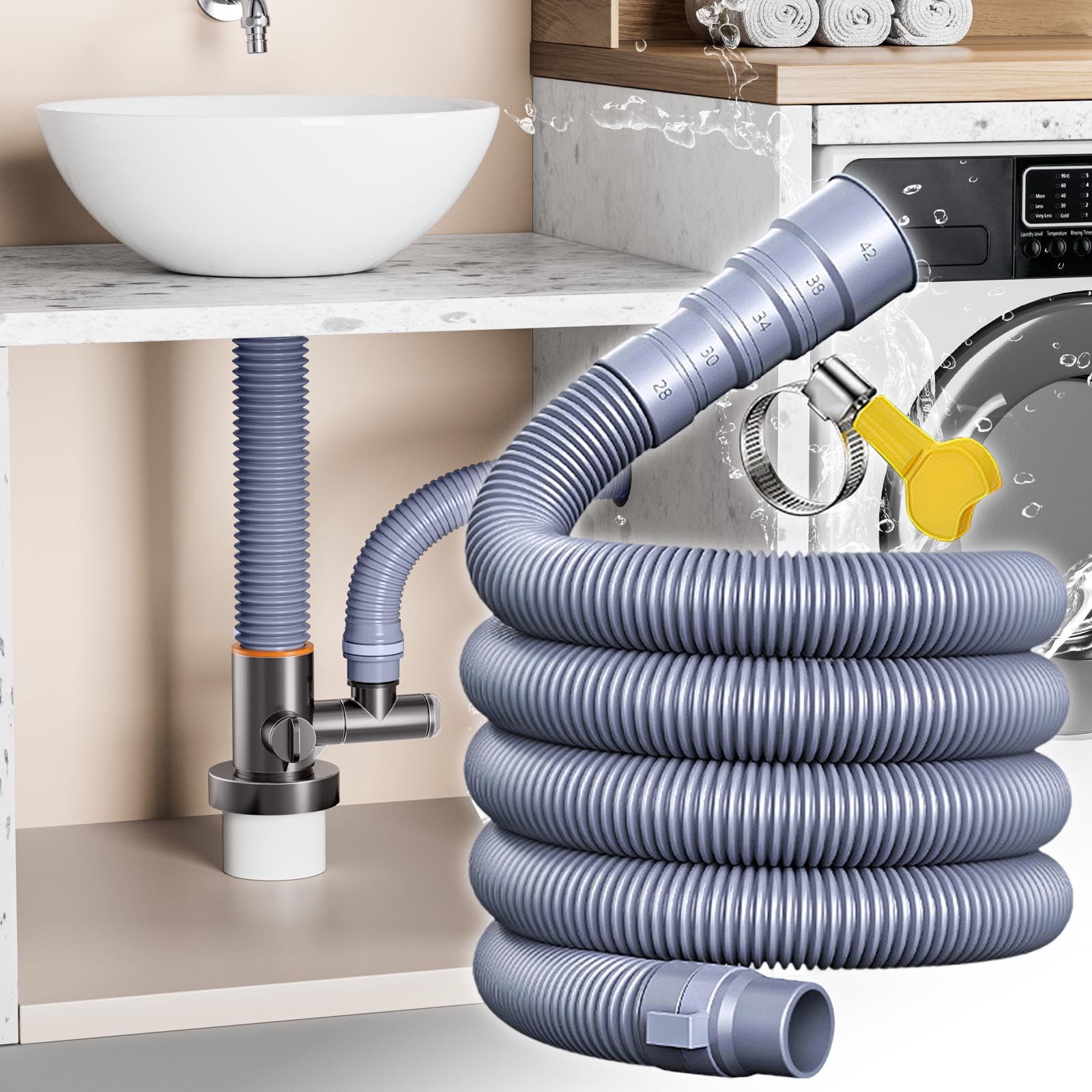 Harlier 197Inch Washing Machine Drain Hose, Universal Drain Hose ...