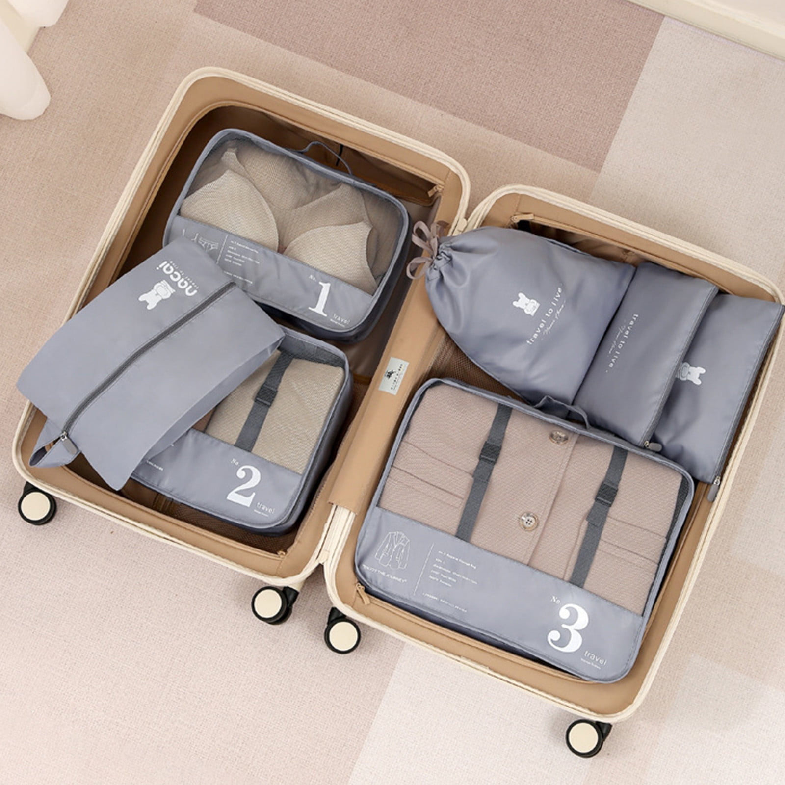 Harlier 7 Set Travel Packing Organizers, Luggage Organizers for ...