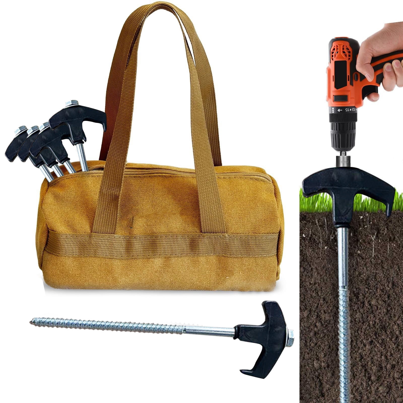 Harlier 8" Screw in Tent Stakes - Heavy Duty Ground Anchors Screw in ...