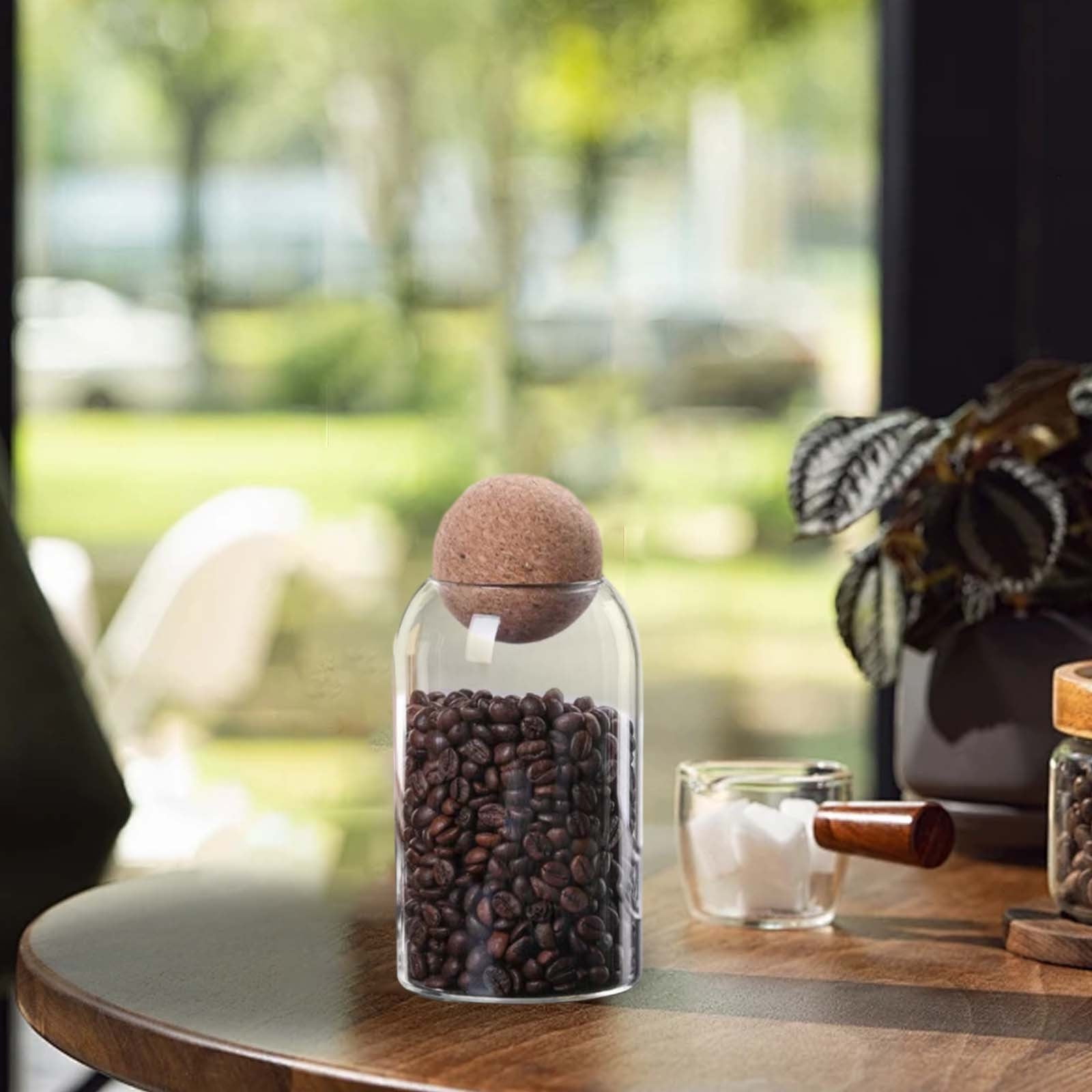 Harlier 800ML Glass Storage Jar with Ball Cork Lid, Clear Glass ...