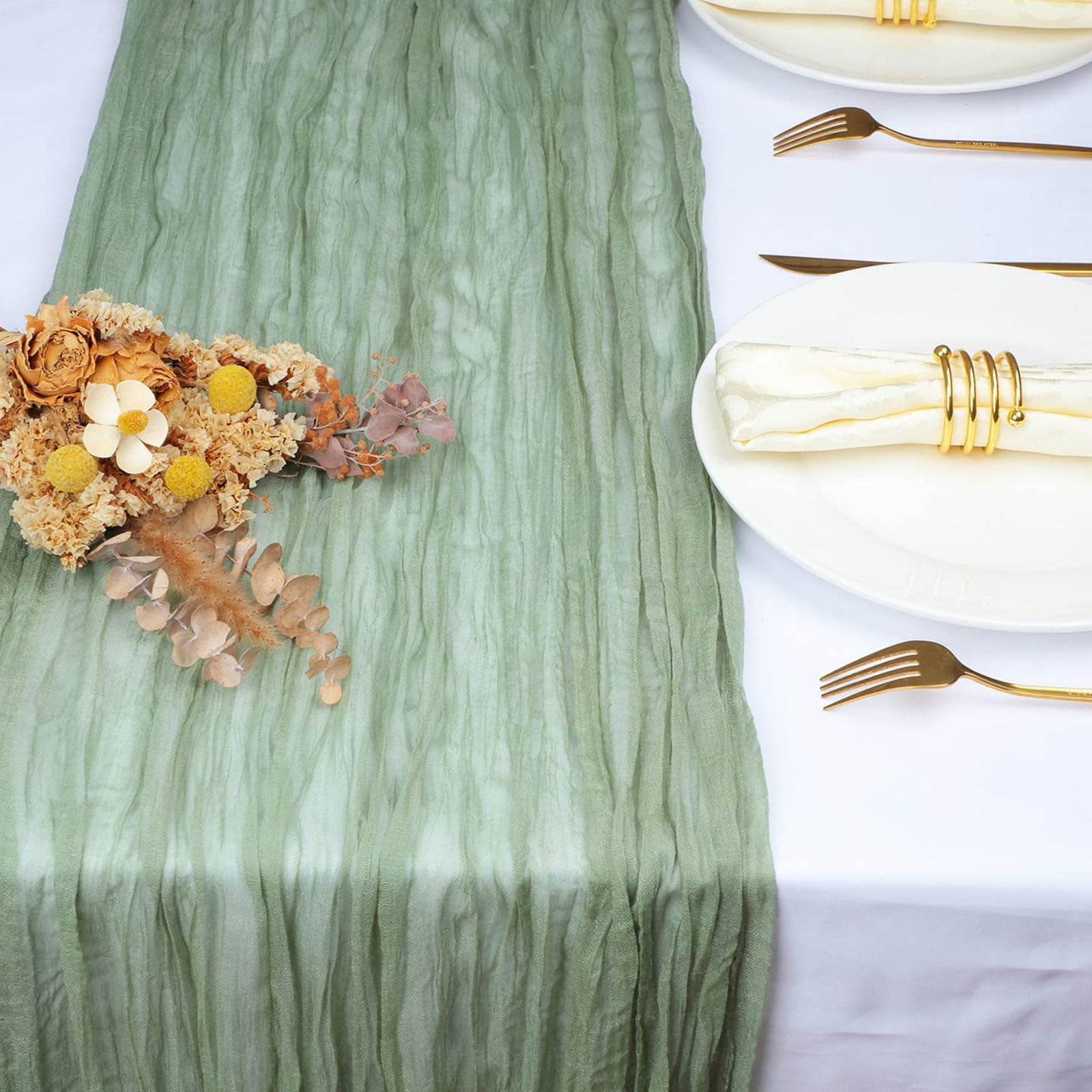 Harlier Cheesecloth Table Runner, 35x71 Inch Boho Gauze Table Runner ...