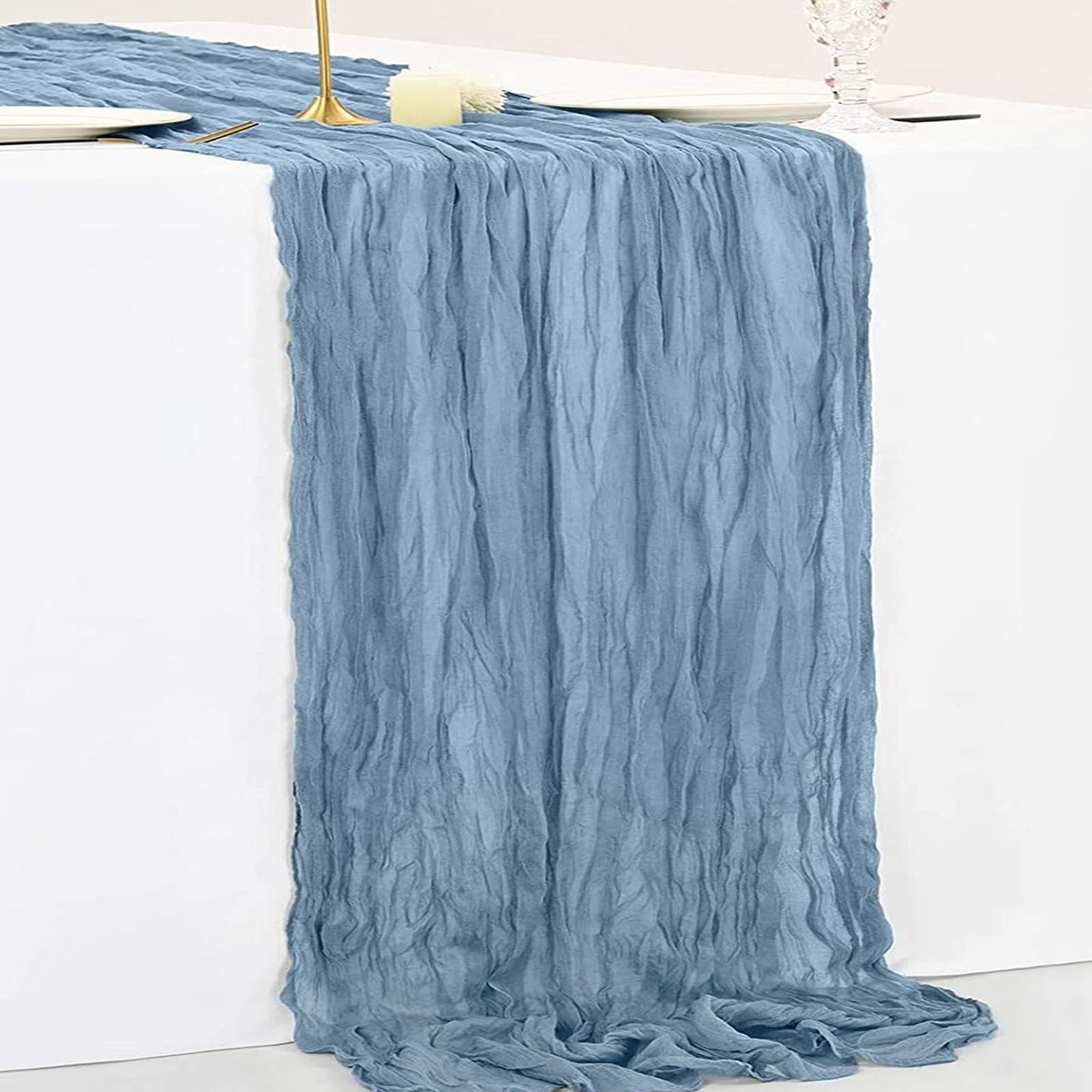 Harlier Cheesecloth Table Runner, 35x71 Inch Boho Gauze Table Runner ...