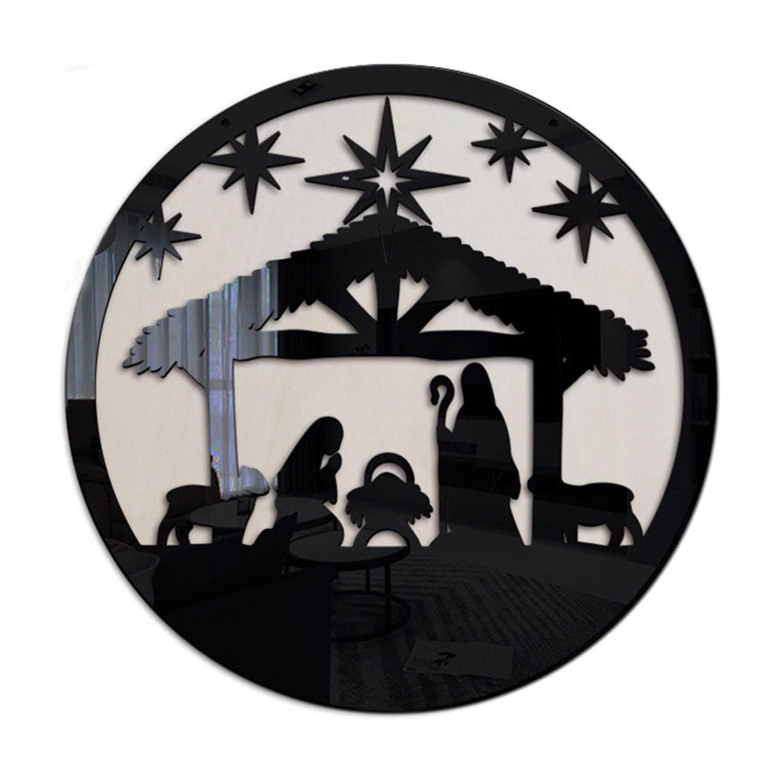 Harlier Christmas Holy Night Wooden Sign, 11.8'' x 11.8'' Cutout Rustic ...