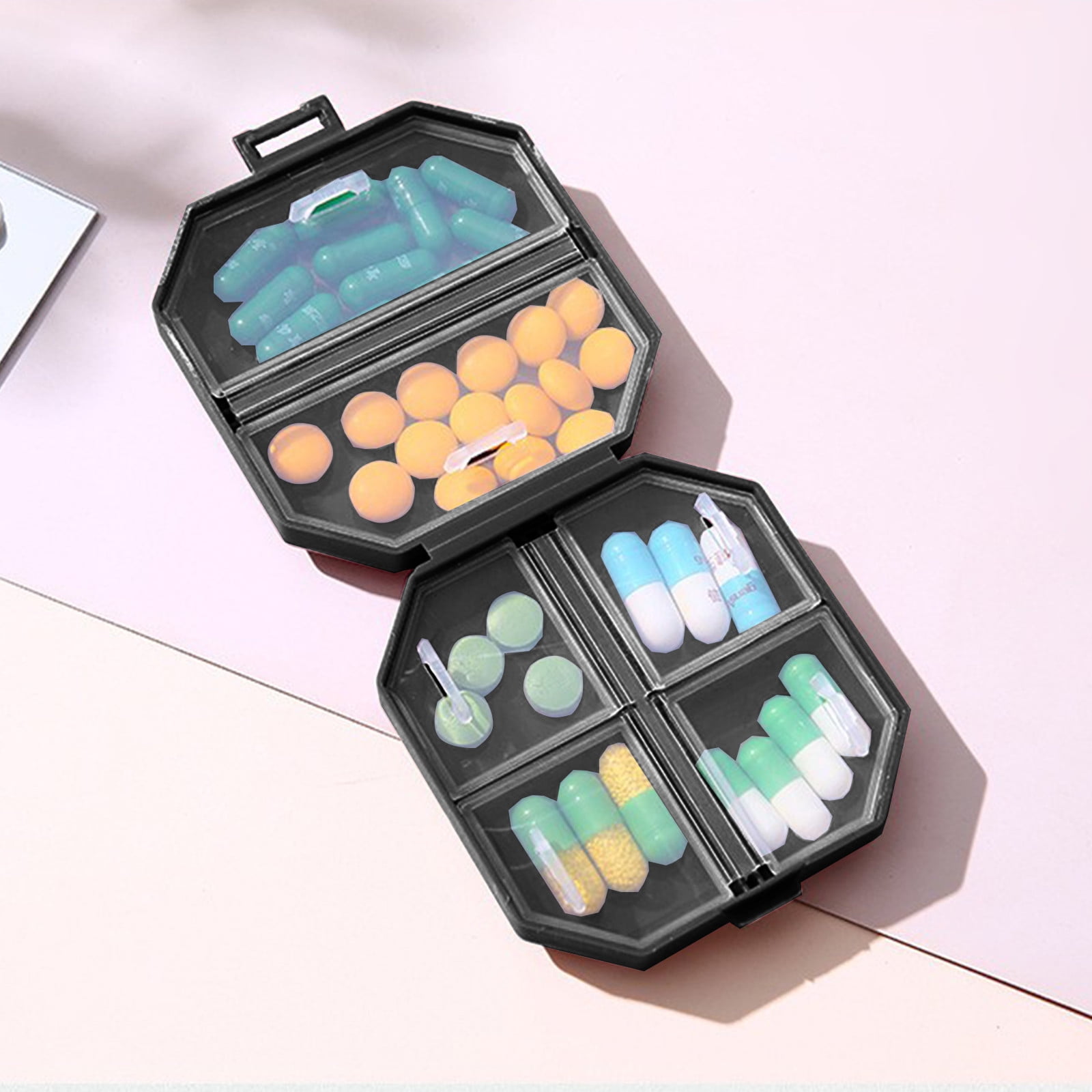 Harlier Daily Pill Organizer, 6 Compartments Portable Moisture Proof ...