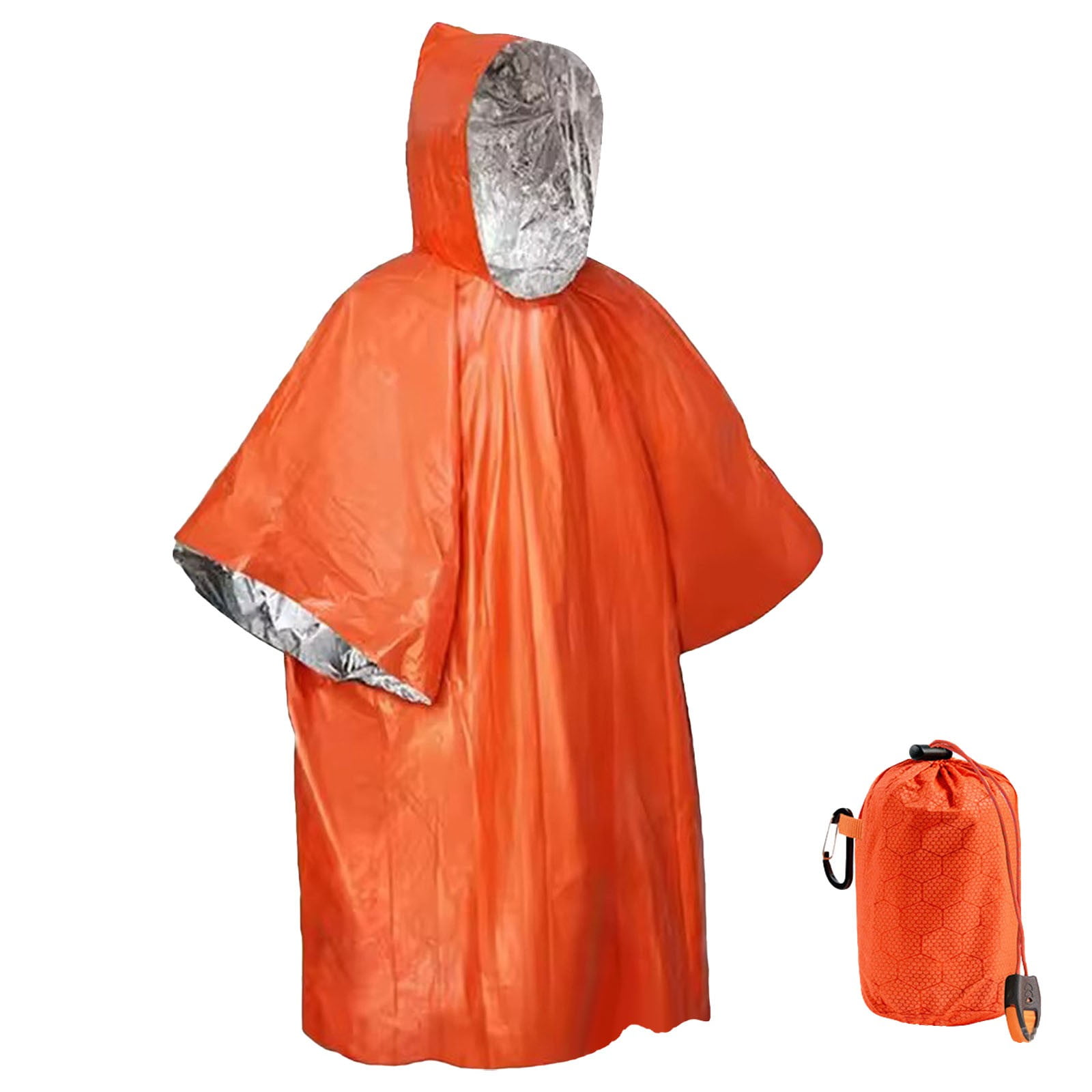 Harlier Emergency Rain Poncho and Storage Bag, Green Thermal Mylar ...