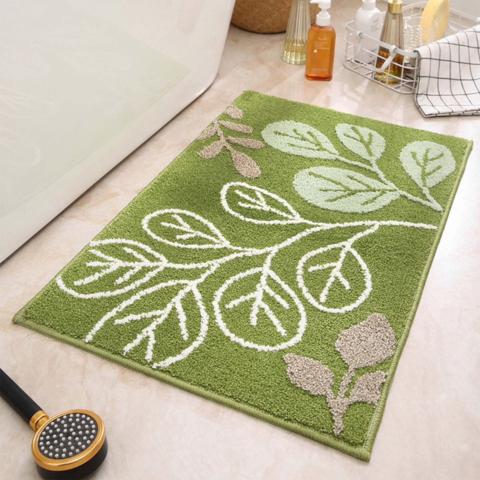 Harlier Leaf Bath Mats for Bathroom, 16 x 24 Inch Non Slip Green ...