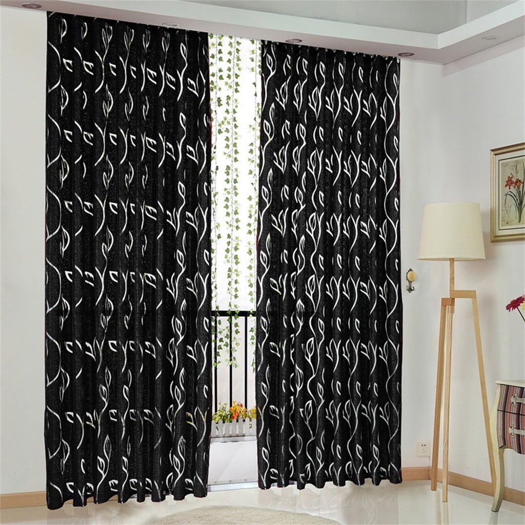 Harlier Leaf Sheer Curtains 1 Panels - Metallic Silver Vines Branch ...