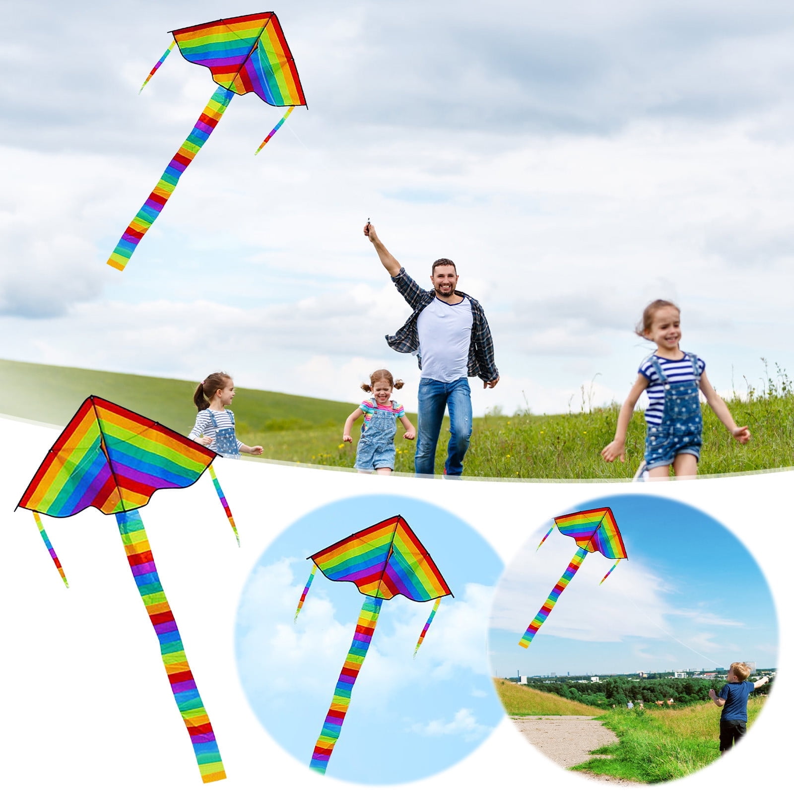 Rainbow Delta Kite for Kids Adults, Easy to Fly, Long Tail Huge Flyer ...