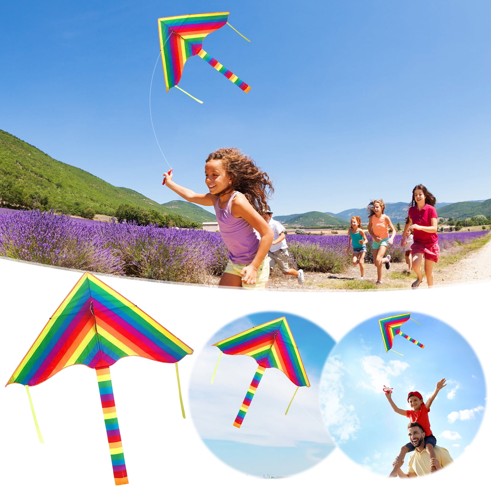 Rainbow Delta Kite for Kids Adults, Easy to Fly, Long Tail Huge Flyer ...