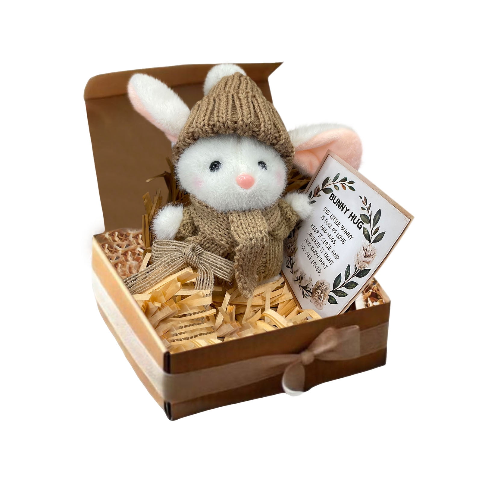 Harlier Realistic Bunny Decor, Mini Bunny Pocket Hug Gift with Card and ...
