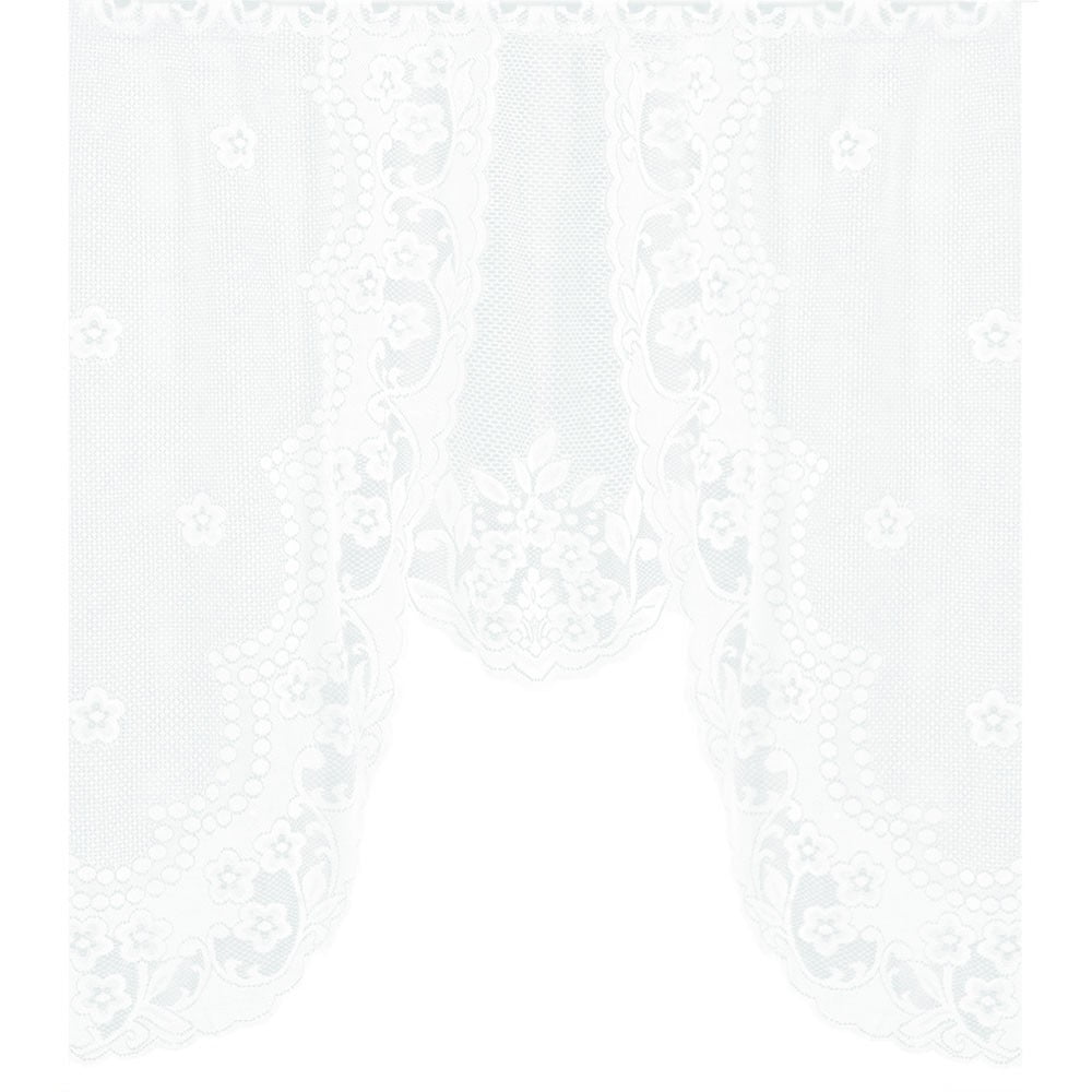 Harlier Rustic White Sheer, Swag Valance Kitchen Curtains, Floral ...