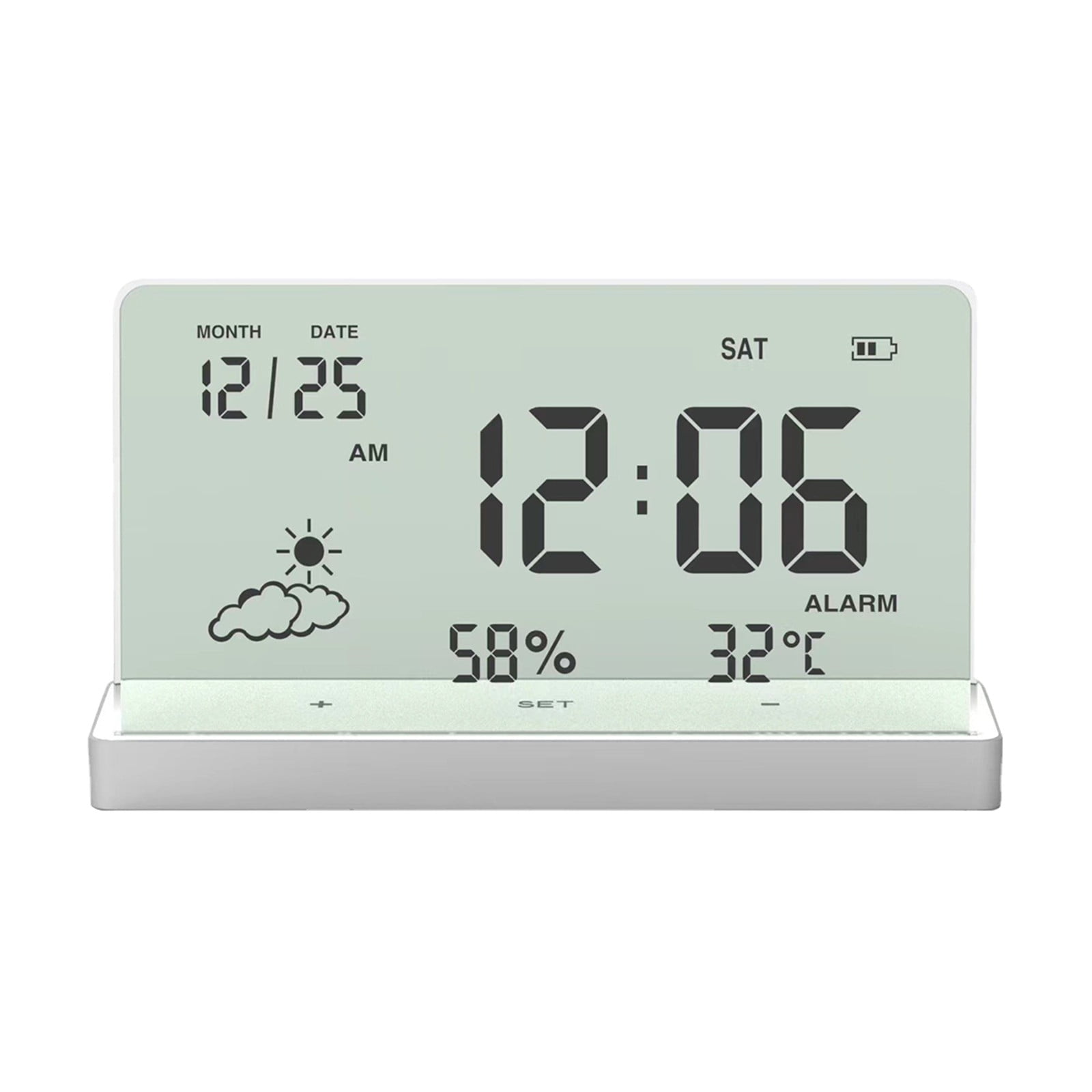 Harlier Small Digital Alarm Clock, Transparent LCD Display with ...