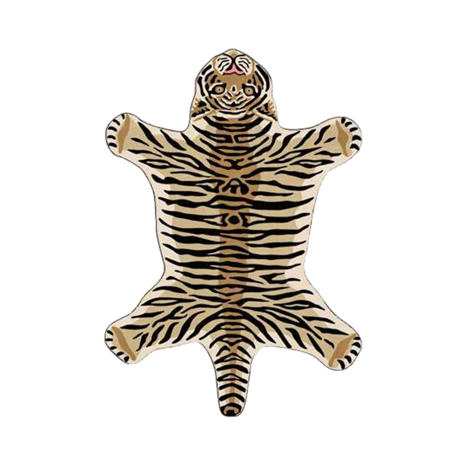 Harlier Tiger Print Rug, Faux Fur Cowhide Skin Rug Animal Printed Area ...