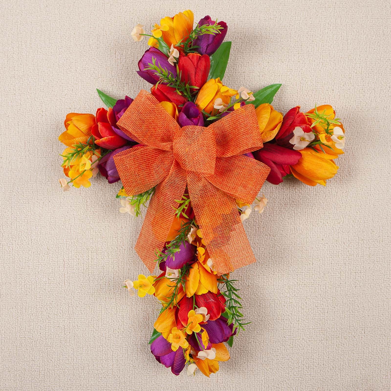 Harlier Tuilps Crosses Wreath, Easter Cross Wreaths for Front Door ...