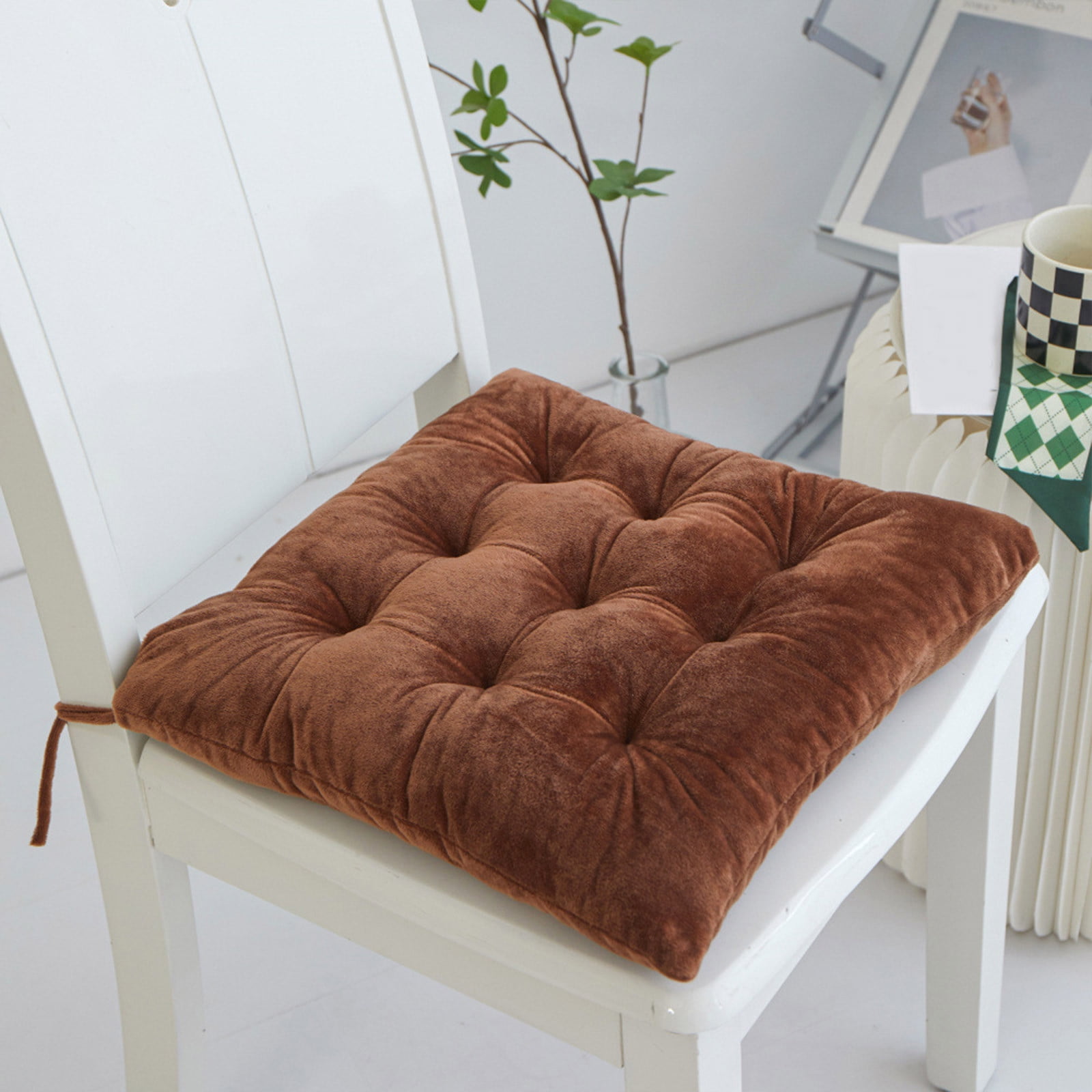 Harlier Velvet Chair Pads, 16 x 16In Square Chair Cushion, Outdoor ...