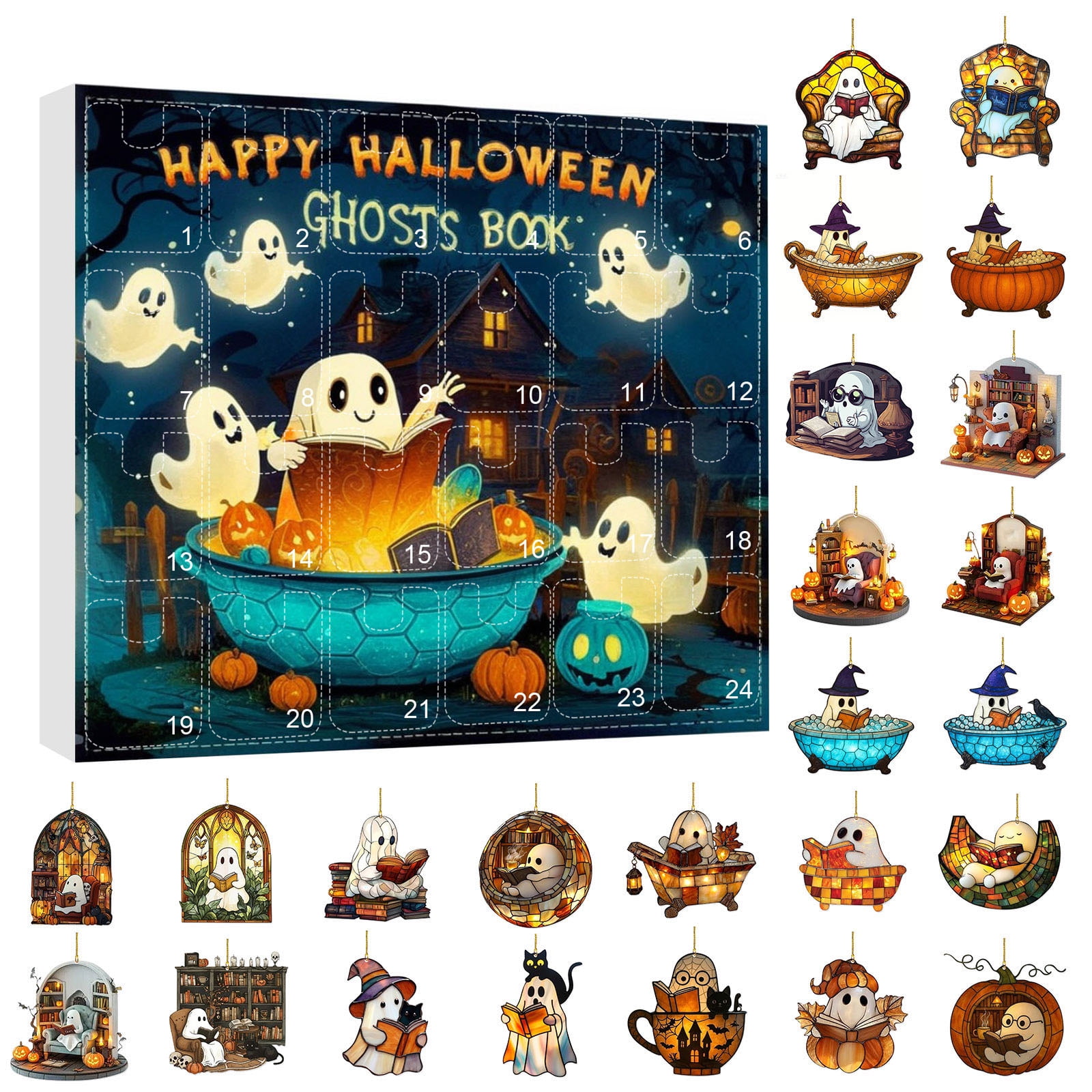 Harlier13 Halloween Countdown Calendar 2025-24 PCS Ghost Bubble Bath ...