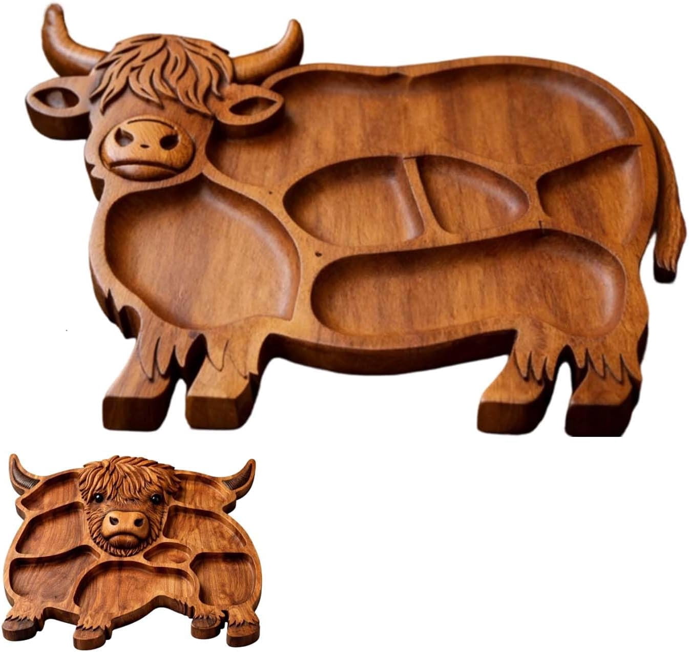 Harlier13 Highland Cow Wooden Charcuterie Board, Cow Rustic Farmhouse ...