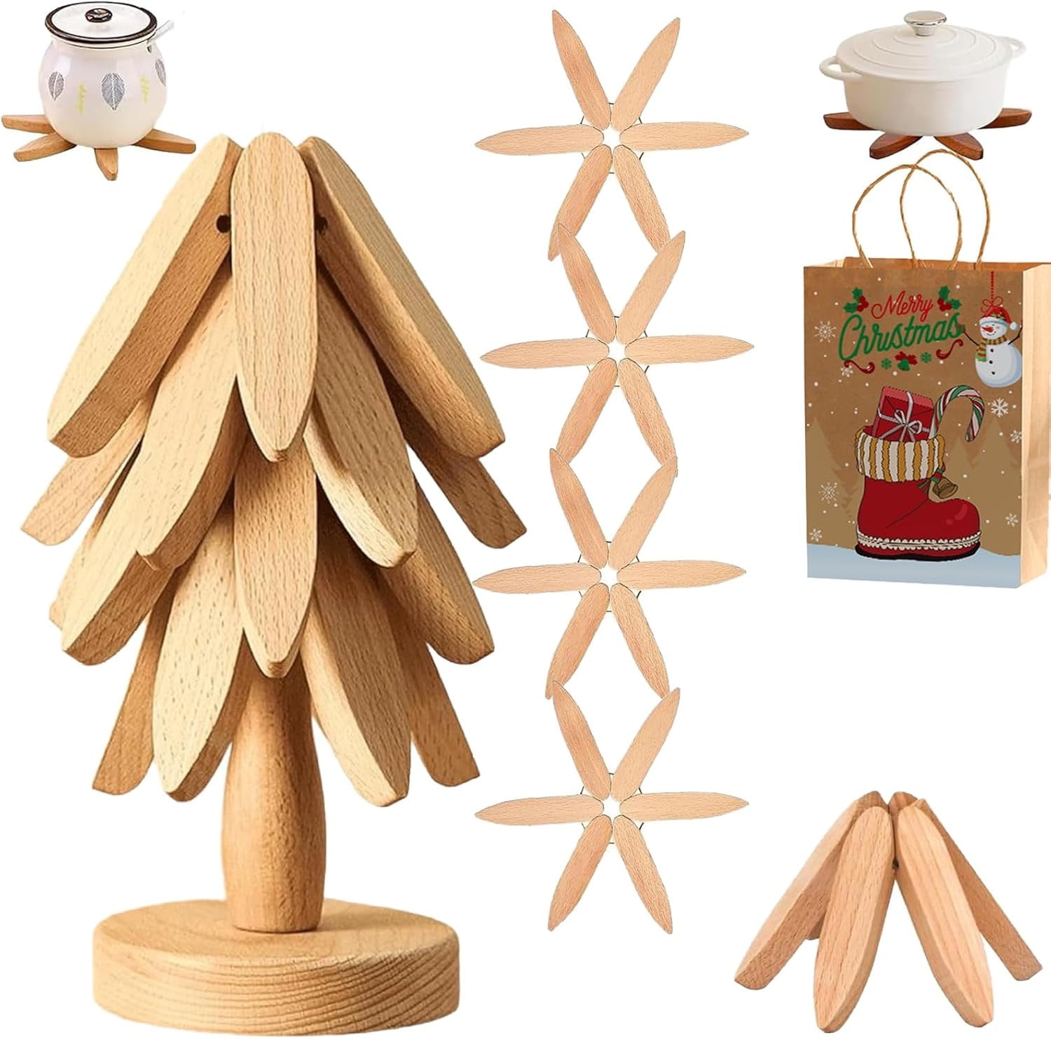 Harlier13 Log Wood Tree Trivet Set, Natural Tree Trivet Set, Walnut ...