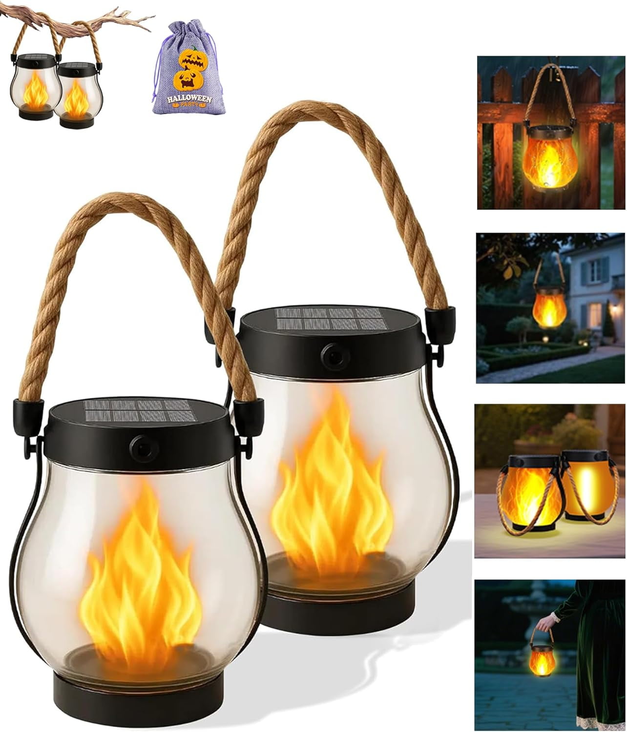 Harlier13 Solar Lantern Outdoor Lights, Dancing Flame Solar Lantern ...
