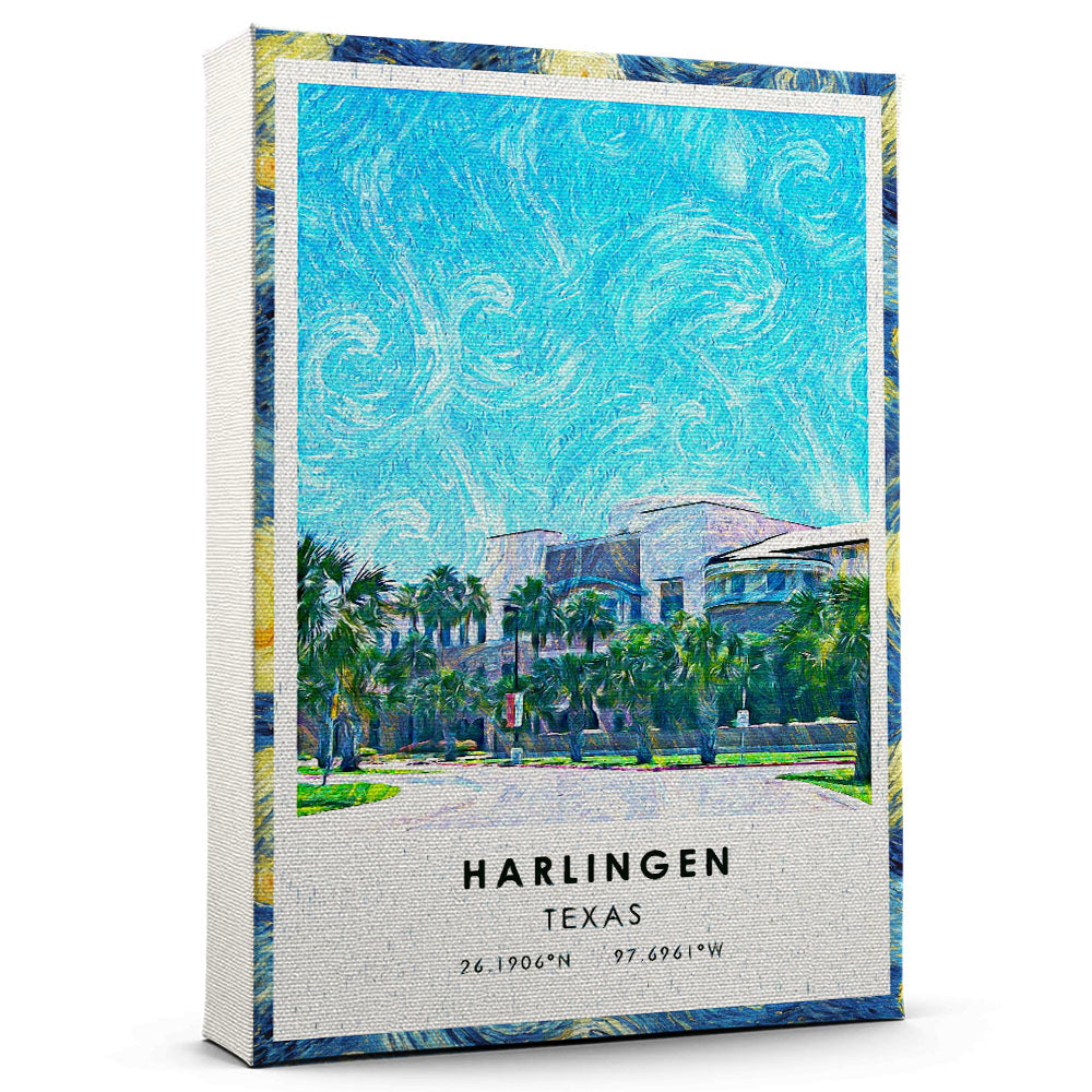 Harlingen Travel Canvas, Texas Travel Art Canvas, Harlingen Travel City ...