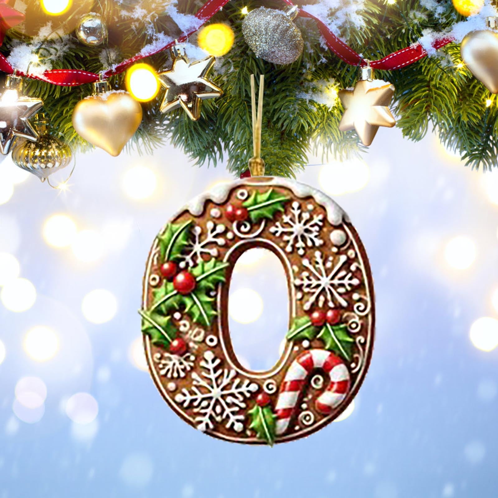 Harliver 26 Letter Christmas Tree Hanging Pendant, Gingerbread style ...
