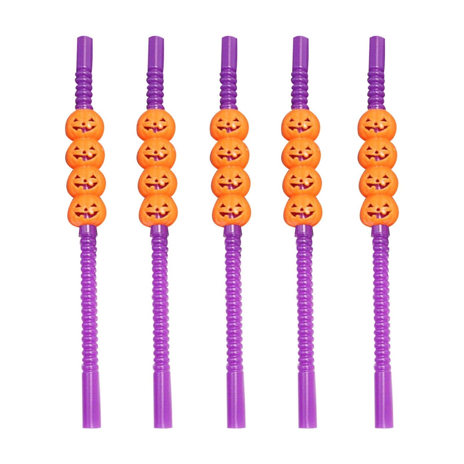 Harliver 5 Pcs Halloween Party Favors Crazy Straws Bat Pumpkin Skull ...