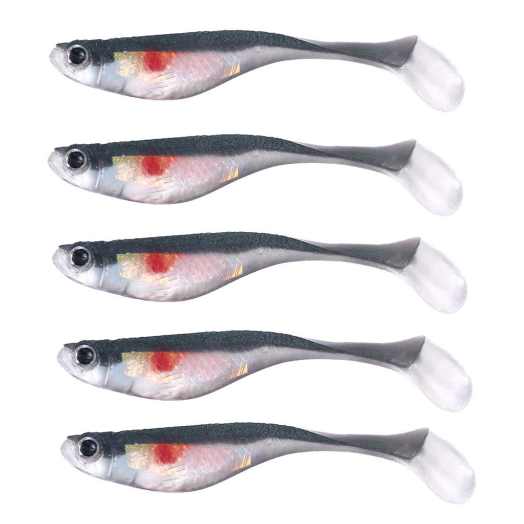 Harliver 5Pcs Fishing Soft Plastic Lures, 8.8CM Plastic Hard Bass Baits ...