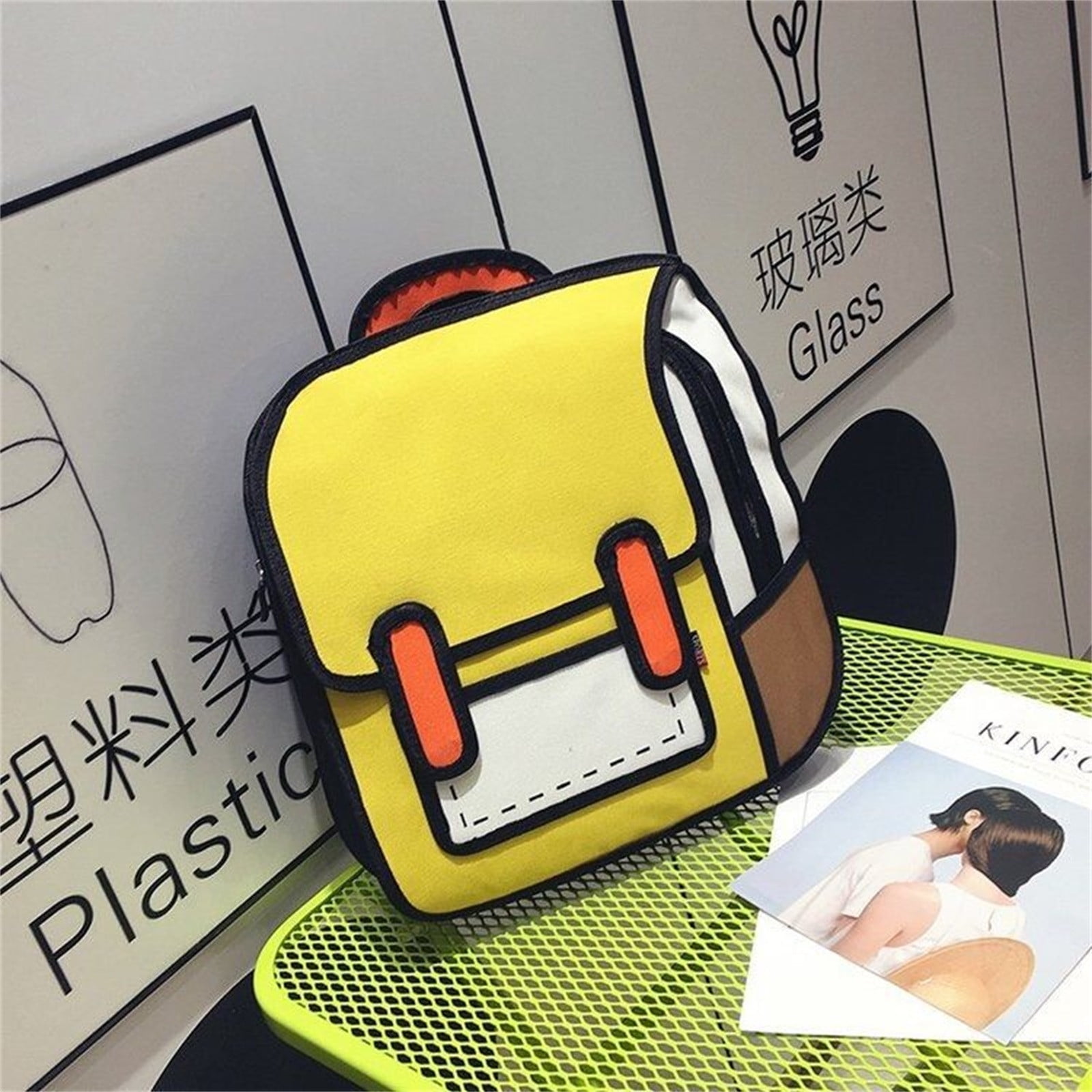 Harliver Backpack Cute Cartoon 3D Jump Style 2D Drawing from Comic ...