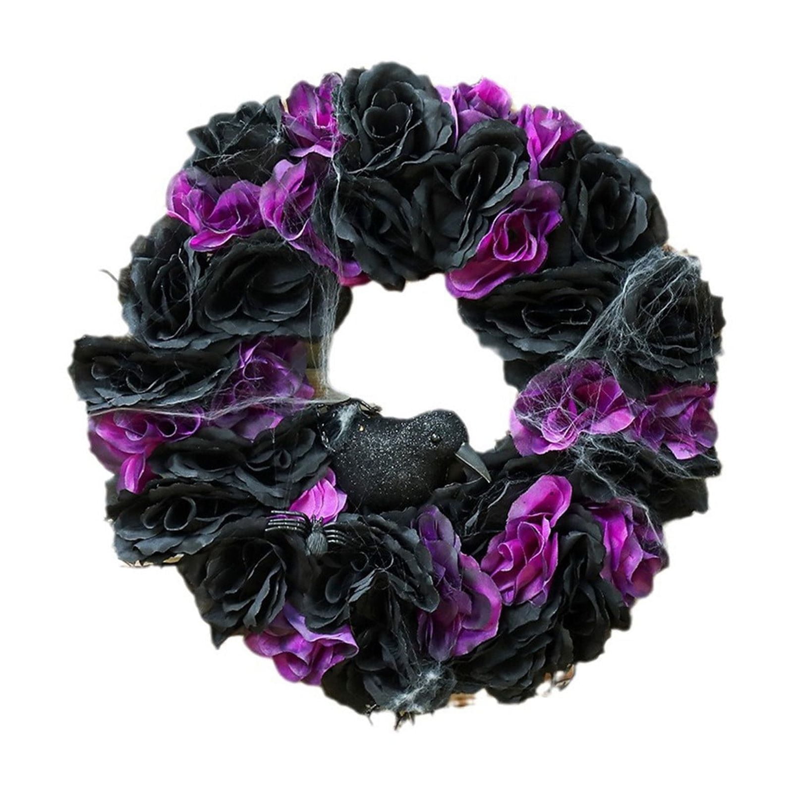 Harliver Black Rose Wreath,Door Wreath Wire Silk Cloth Flower Wreath ...