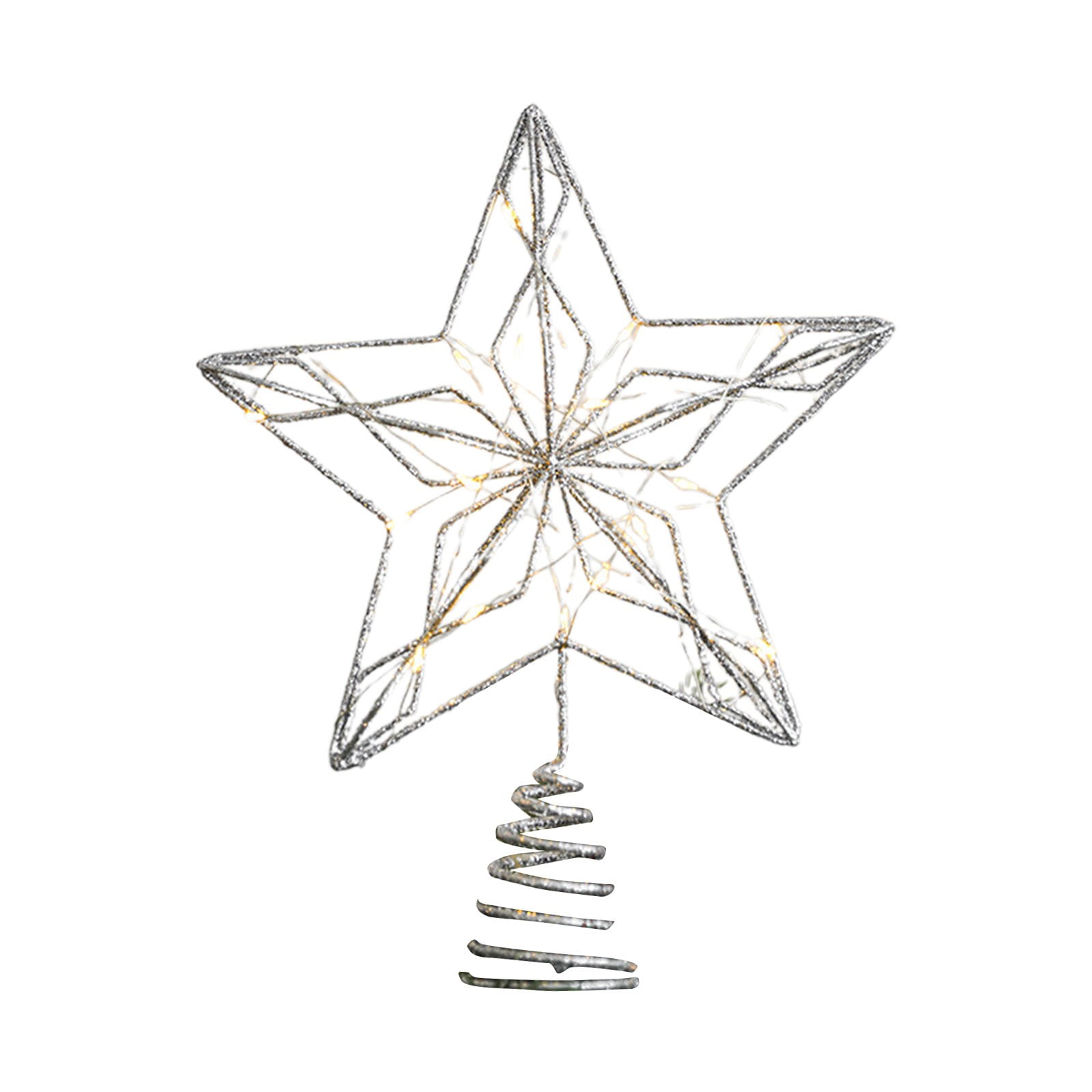 Harliver Brizled Silver Christmas Tree Topper, Hollow-Out Star Tree ...