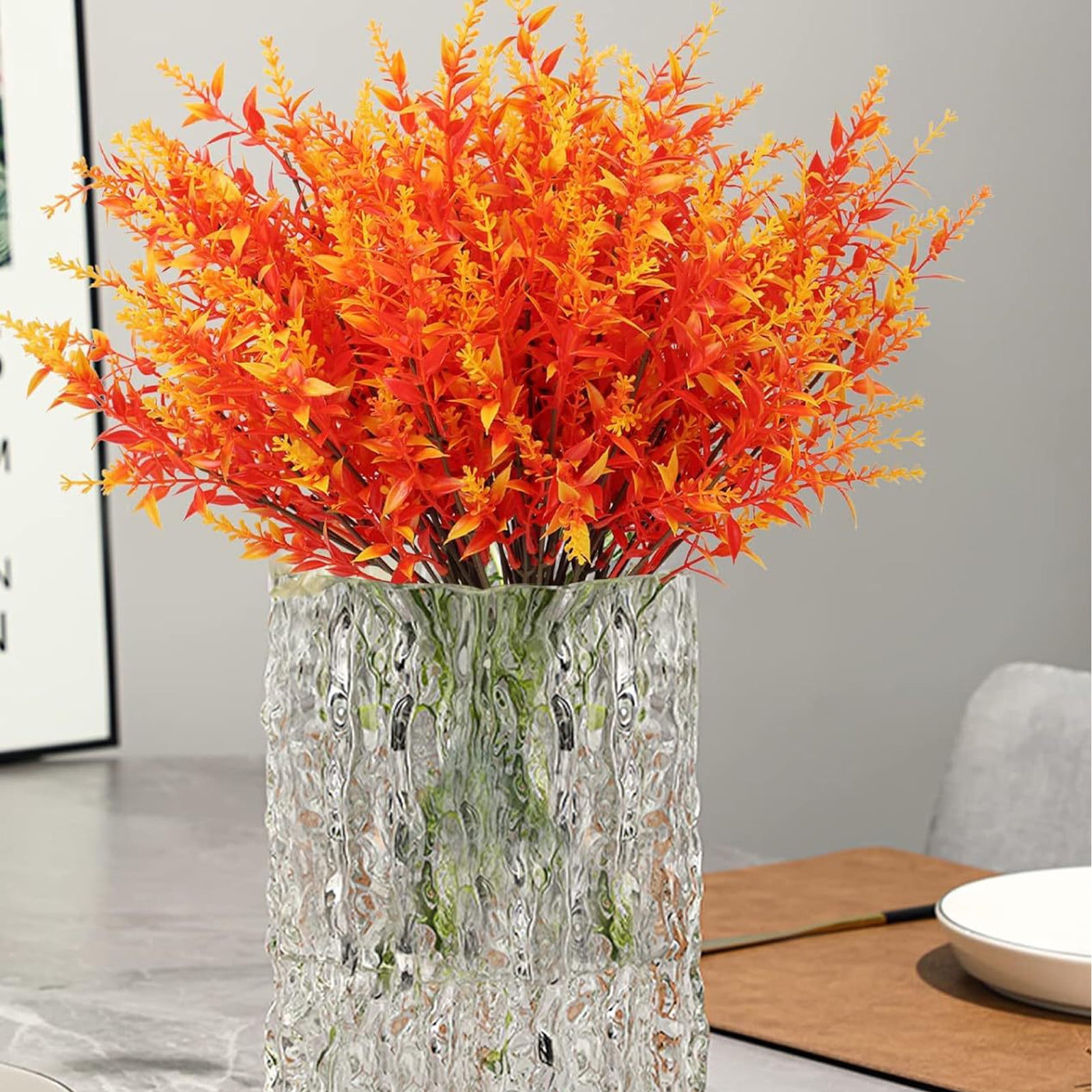 Harliver Fall Artificial Fall Flowers Fake Plastic Plants, No Fade Faux ...